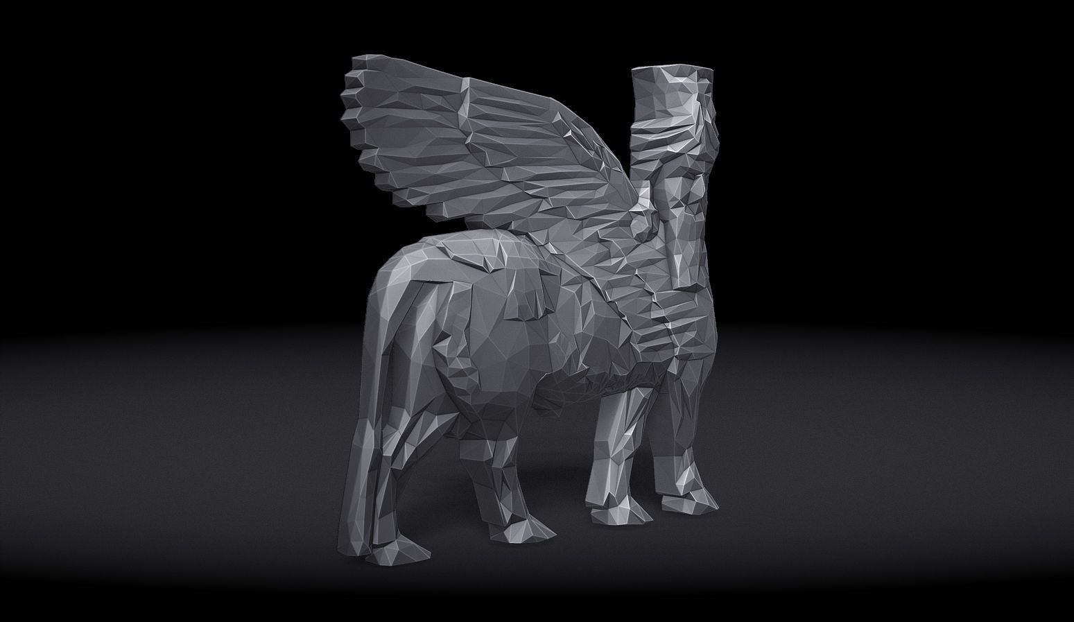 Assyrian Human Headed Winged Bull Triangulated Stylized 3d Model 3d Printable Cgtrader