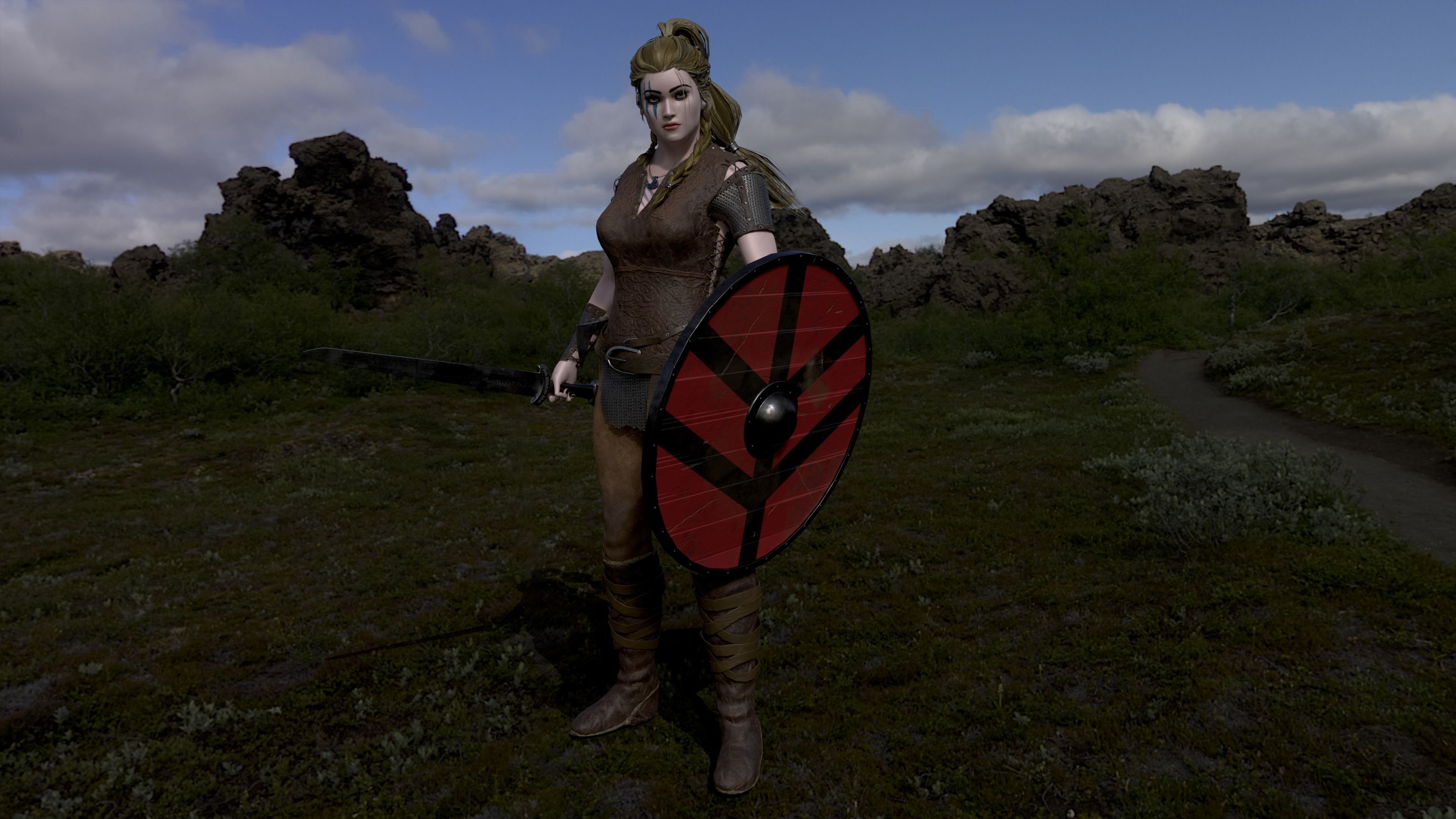 3D model Viking Shieldmaiden VR / AR / low-poly | CGTrader