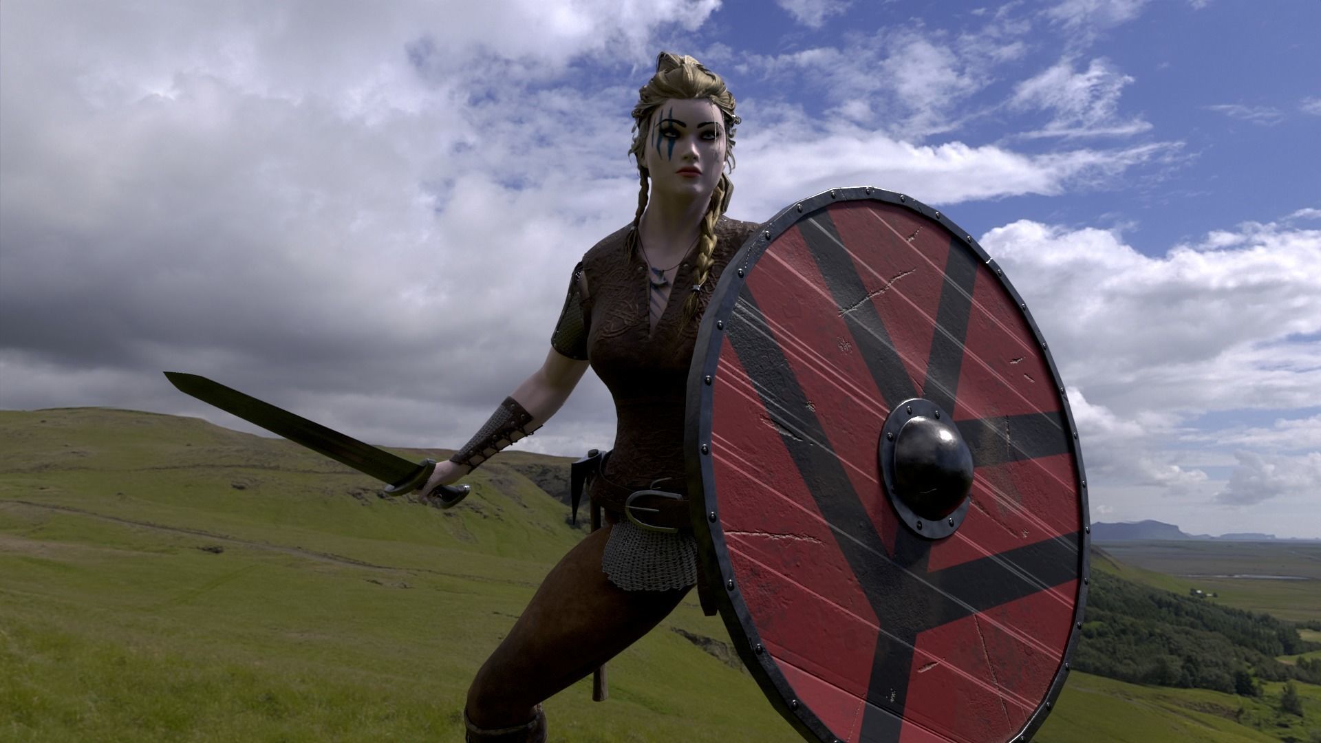 3D model Viking Shieldmaiden VR / AR / low-poly | CGTrader