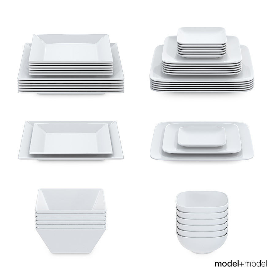Set of square plates 3D model | CGTrader