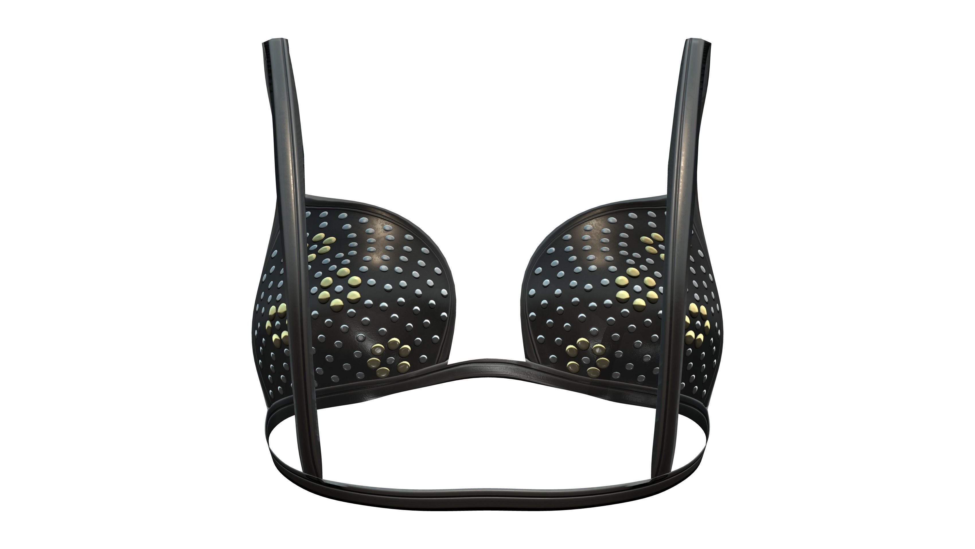 3D model Black Leather Bra With Silver And Gold Dots VR / AR / low-poly ...