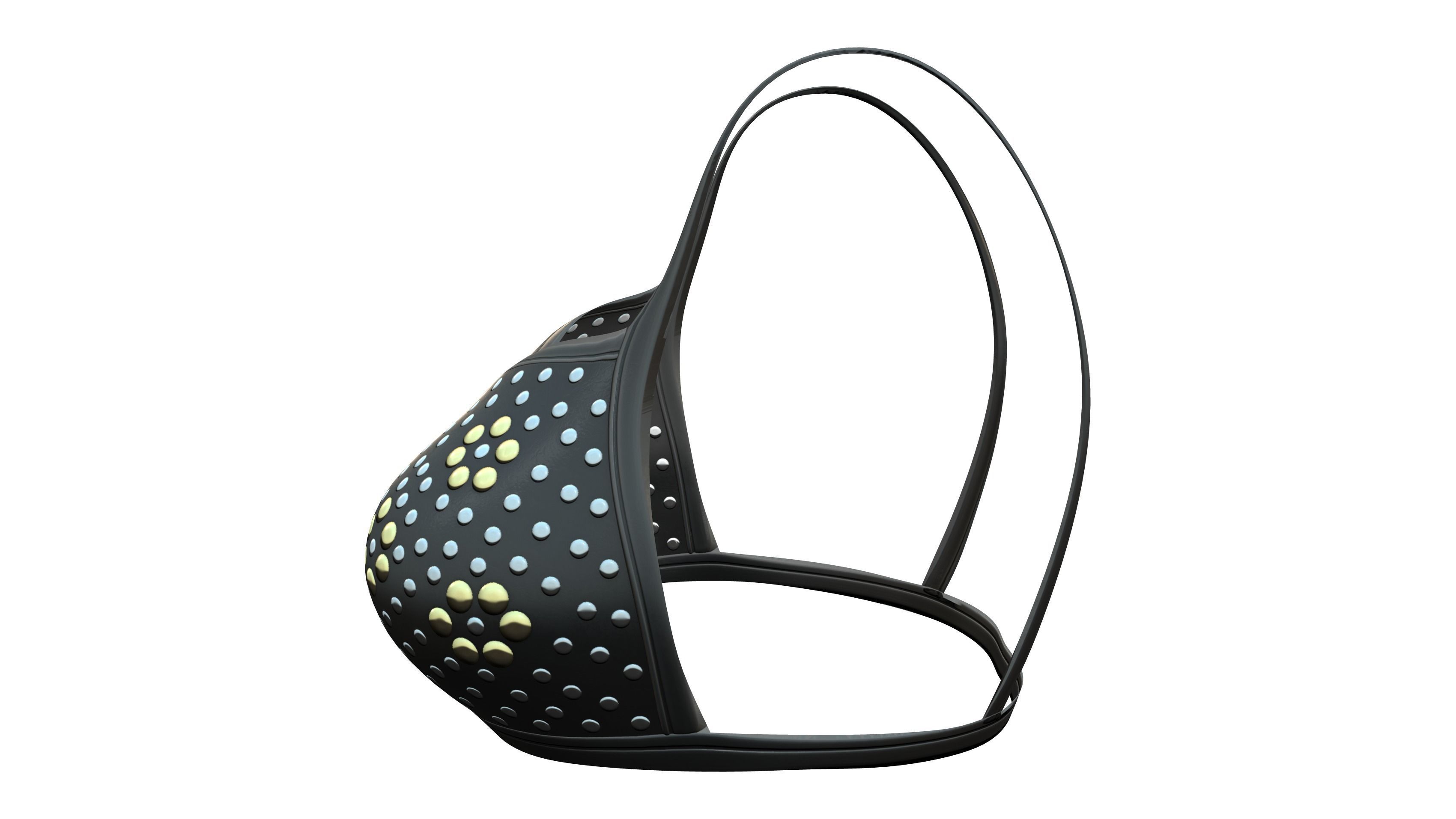 3D model Black Leather Bra With Silver And Gold Dots VR / AR / low-poly ...