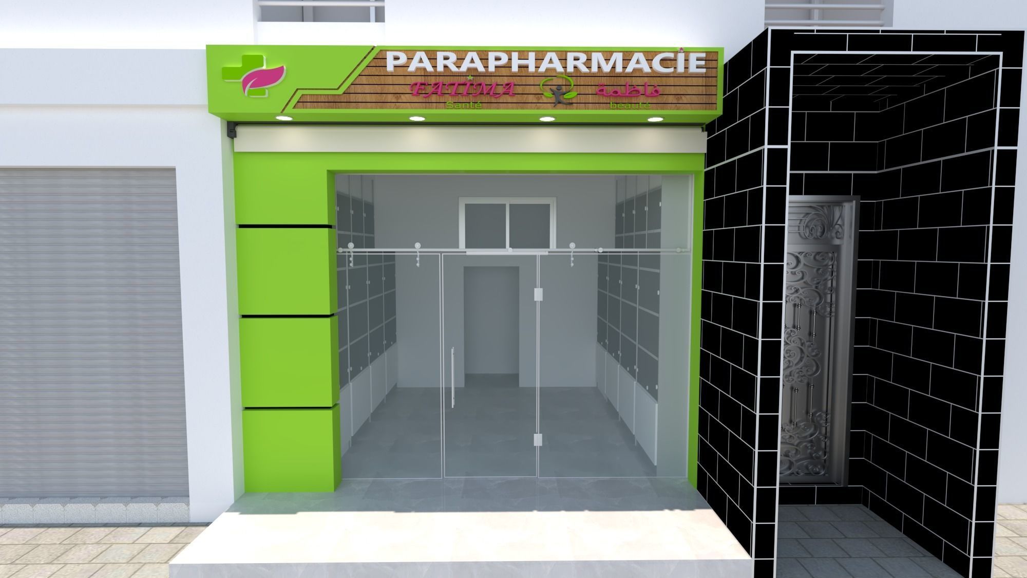 pharmacy facade 3D 3D model 3D printable | CGTrader
