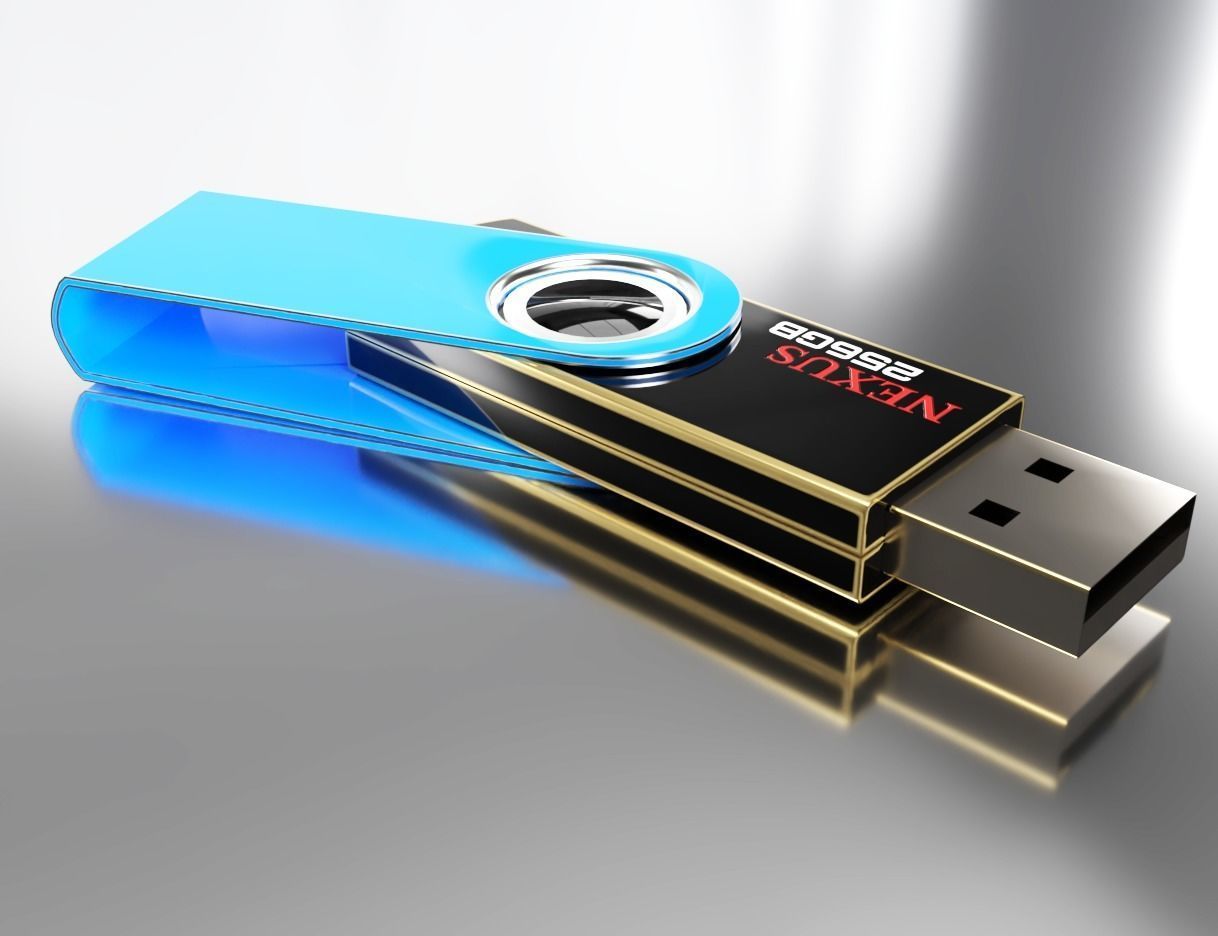 3D model Usb stick with and without Texts and Low Poly VR / AR / low ...