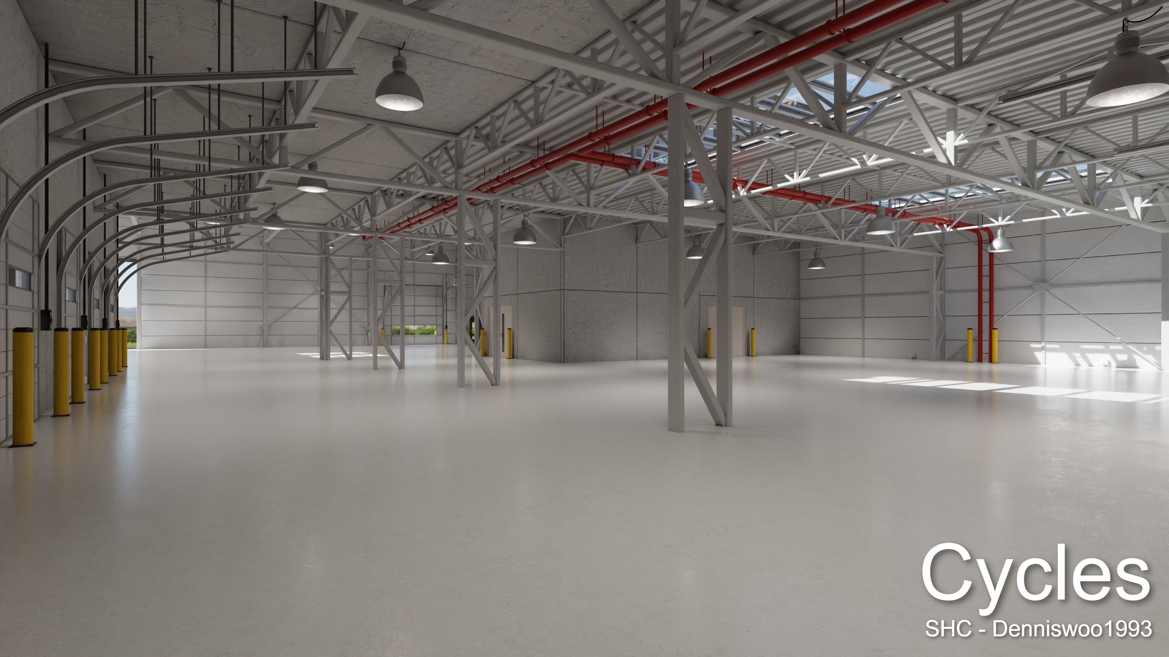 3D model Modern unfurnished warehouse with office for Blender VR / AR ...
