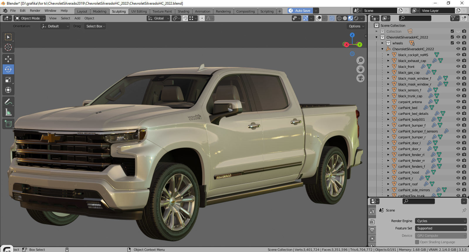 Pickup Silverado 2022 High Country 3D model | CGTrader