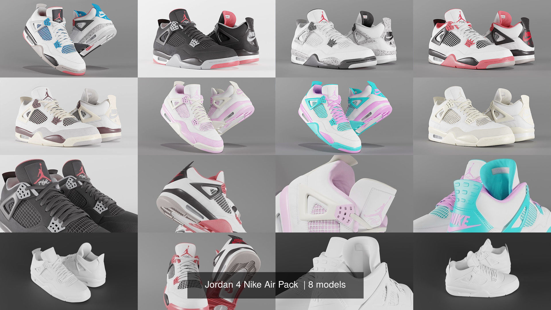 3D Model Collection Jordan 4 Nike Air Pack VR / AR / low-poly | CGTrader