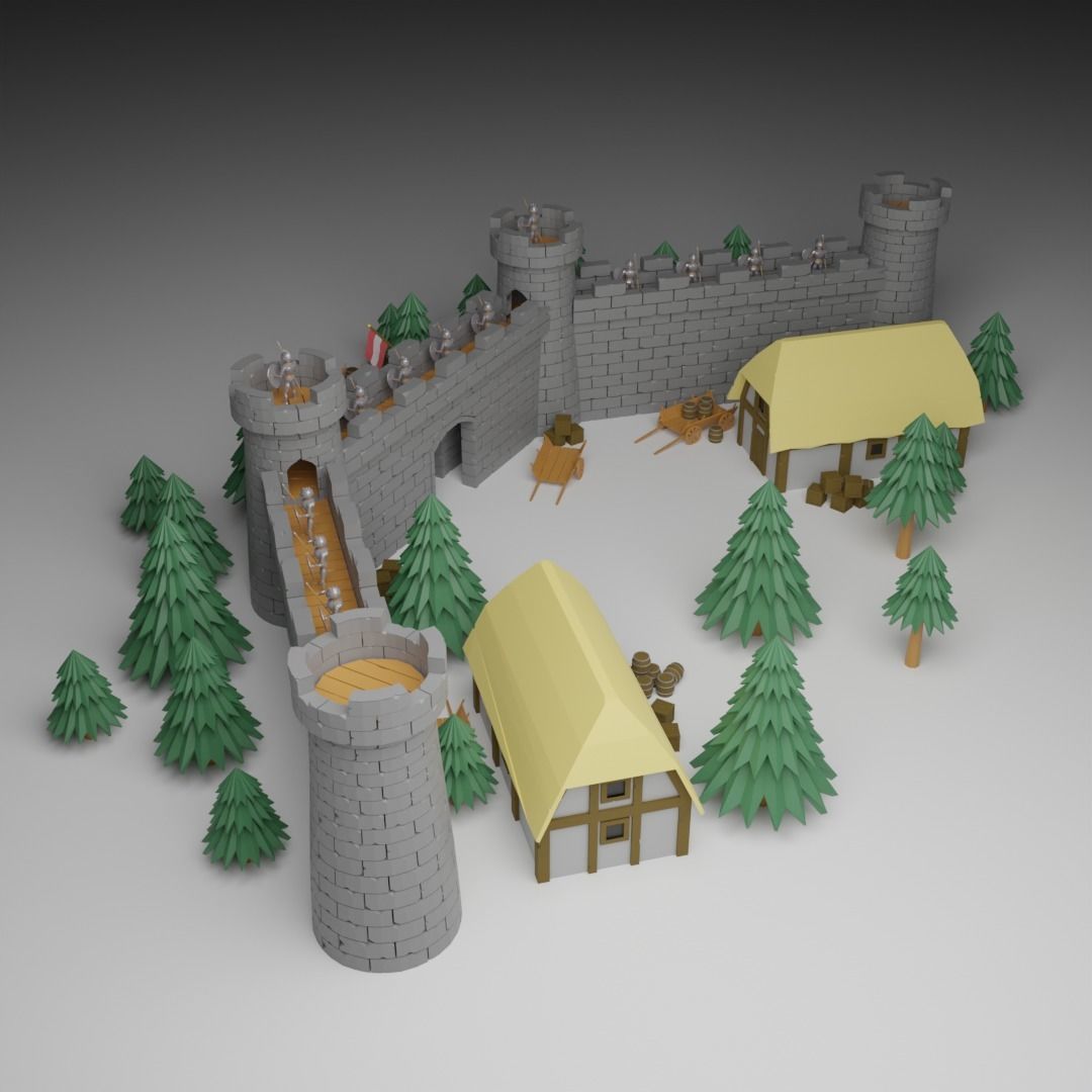 3D model Fortress Low-poly 3D model knight holding sword VR / AR / low-poly | CGTrader