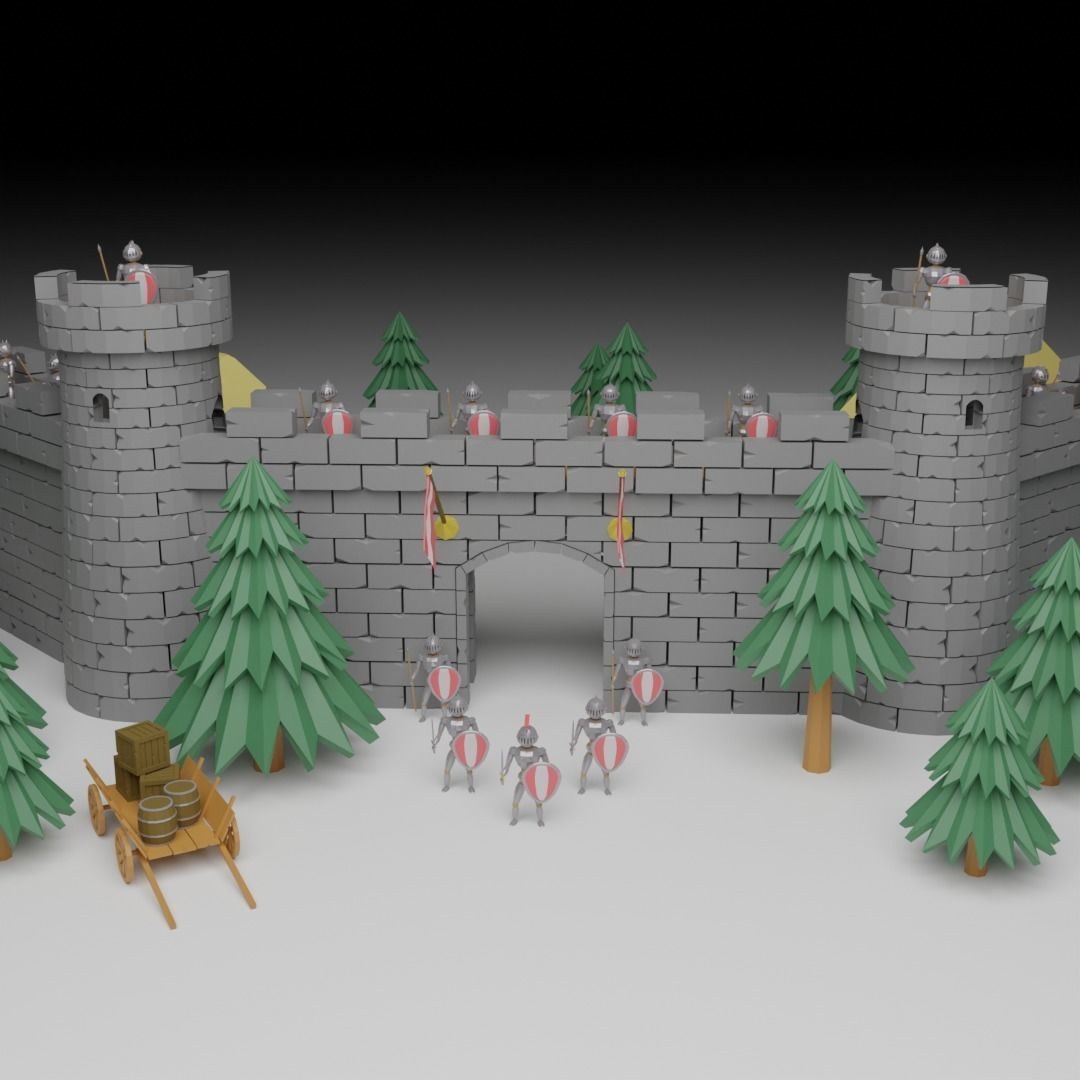 3D model Fortress Low-poly 3D model knight holding sword VR / AR / low-poly | CGTrader