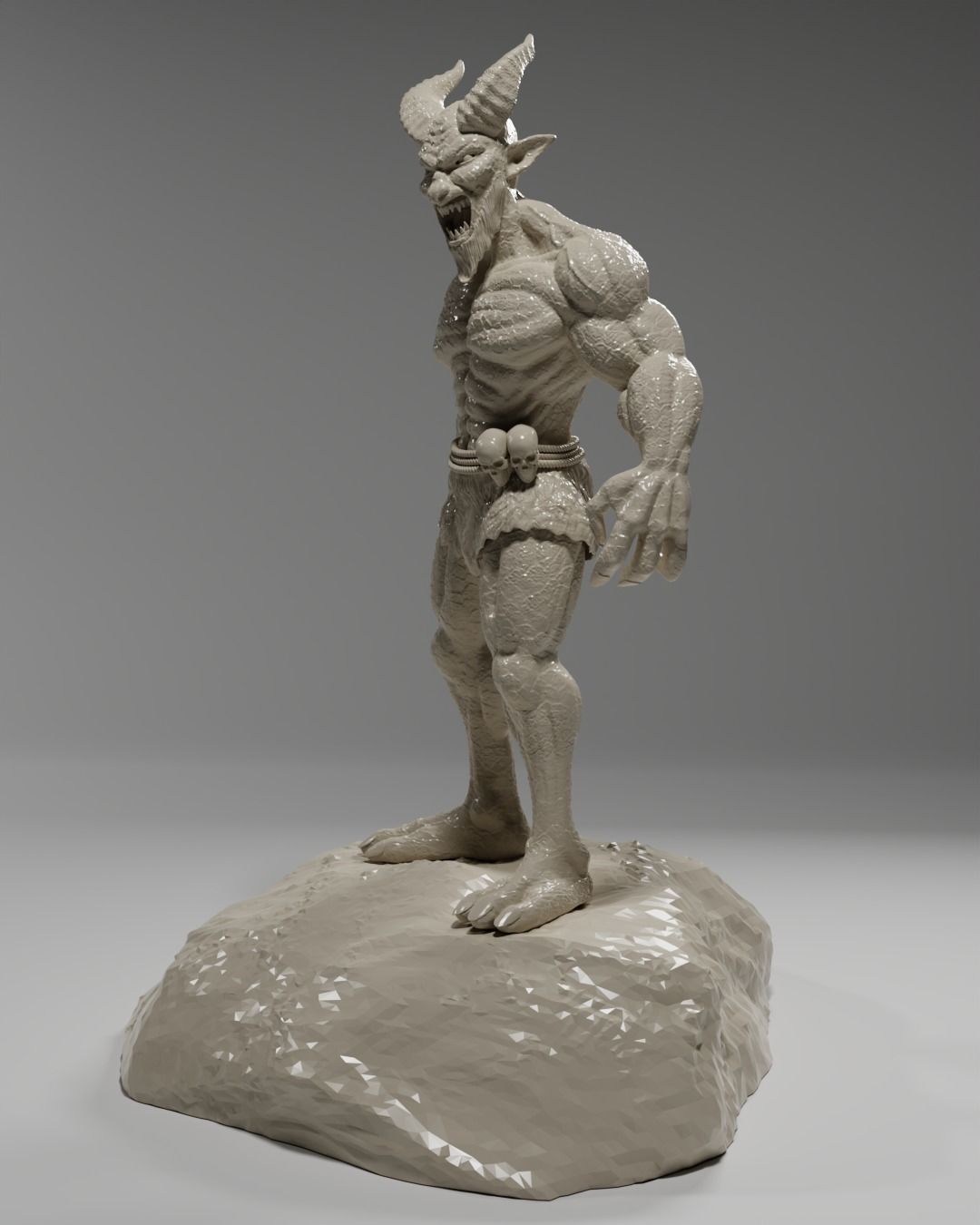 demonorc statue of demon on rock 3D model 3D printable | CGTrader