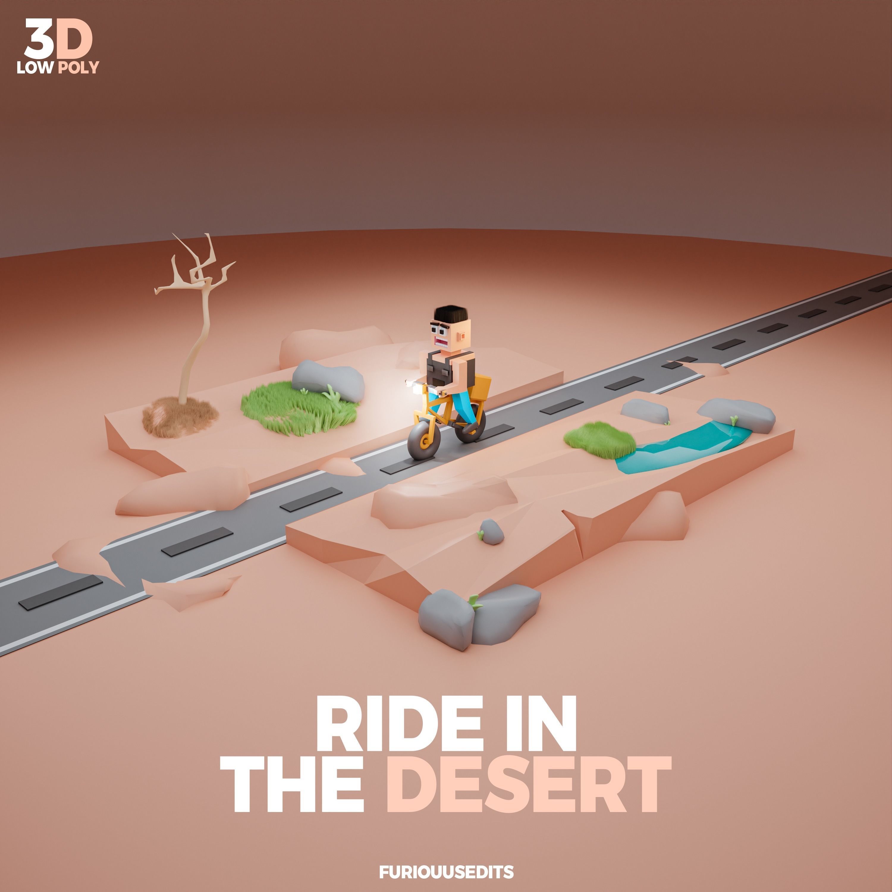 3D LOW POLY RIDE IN THE DESERT 3D model | CGTrader