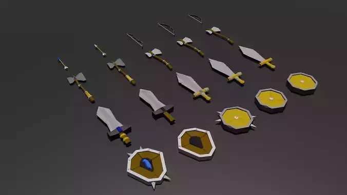 3D model Weapon set group of swords VR / AR / low-poly | CGTrader