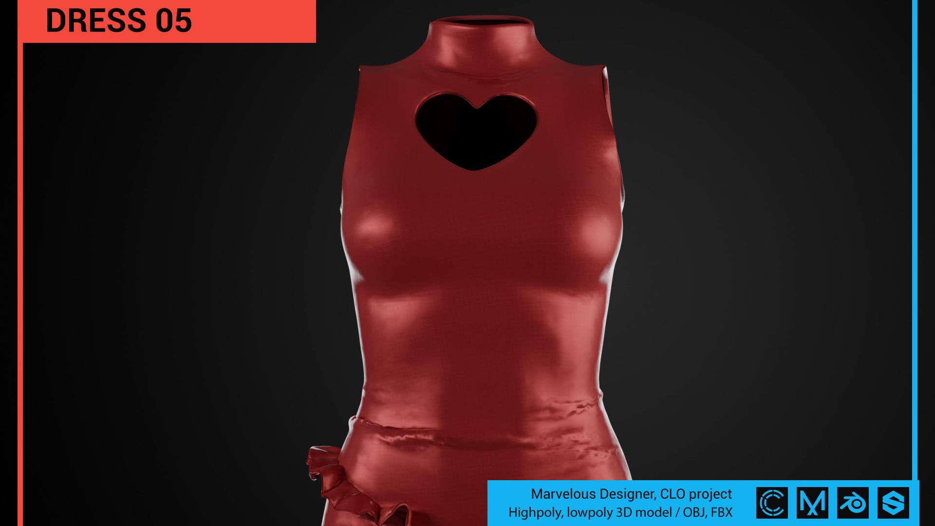 3D model Dress 05 Marvelous Designer CLO project VR / AR / low-poly ...