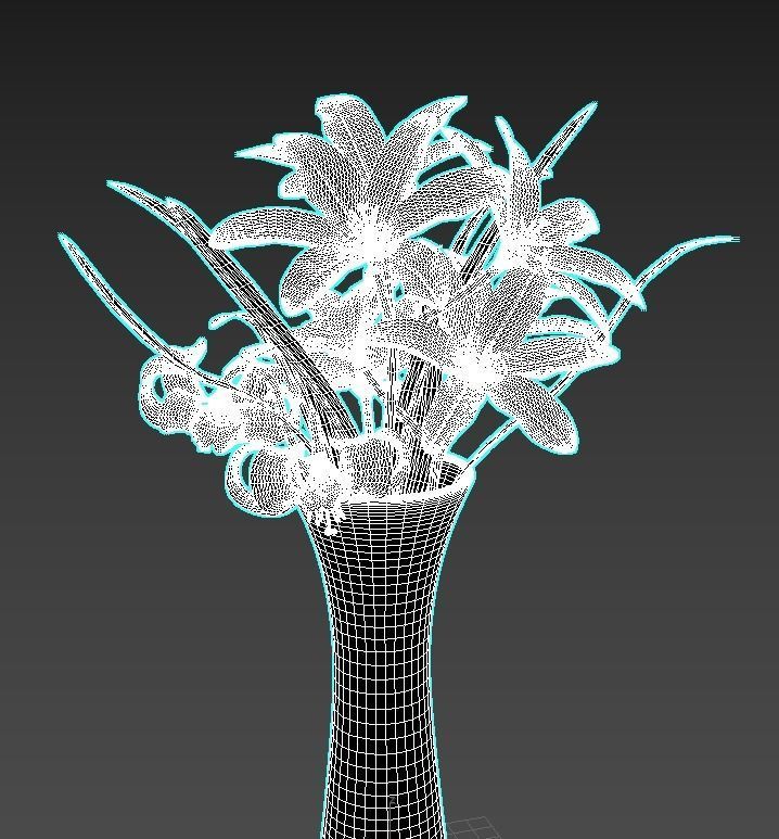 botanic lilies in vase 3D model | CGTrader