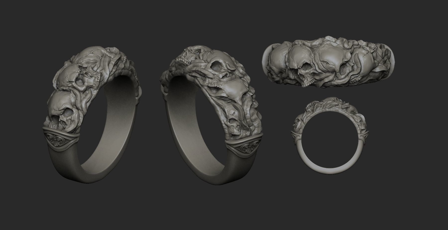 Skull and tentacle ring STL 3d model for 3d printing 3D model 3D ...