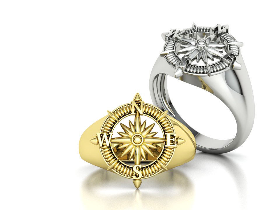 Wanderlust Compass Travel Ring Own design 3dmodel 3D model 3D printable ...