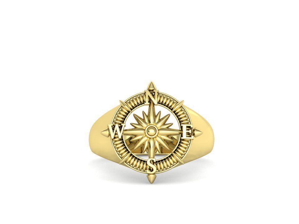 Wanderlust Compass Travel Ring Own design 3dmodel 3D model 3D printable ...