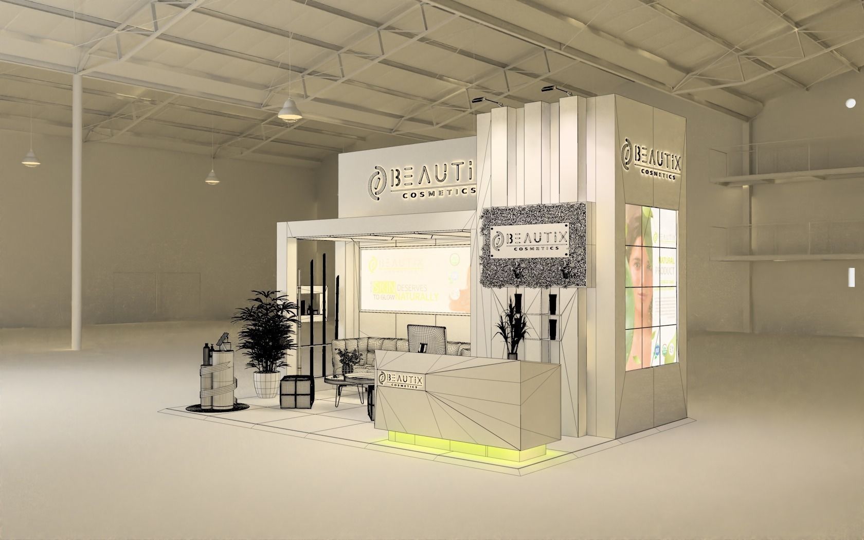elegant exhibition cosmetic booth 3D model | CGTrader