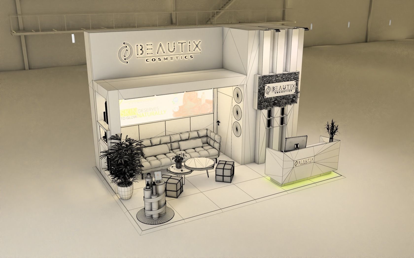 elegant exhibition cosmetic booth 3D model | CGTrader