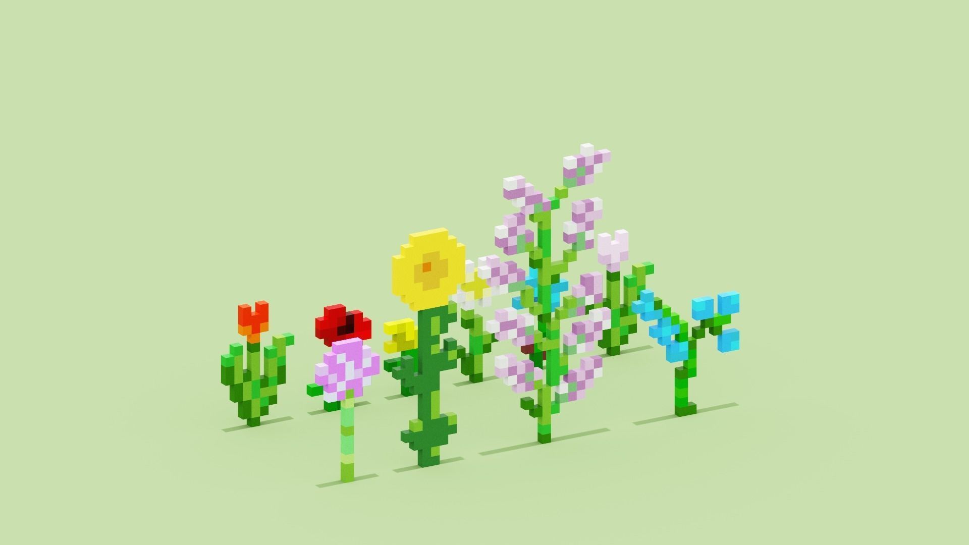 3D model Minecraft Flowers 3D Model VR / AR / low-poly | CGTrader