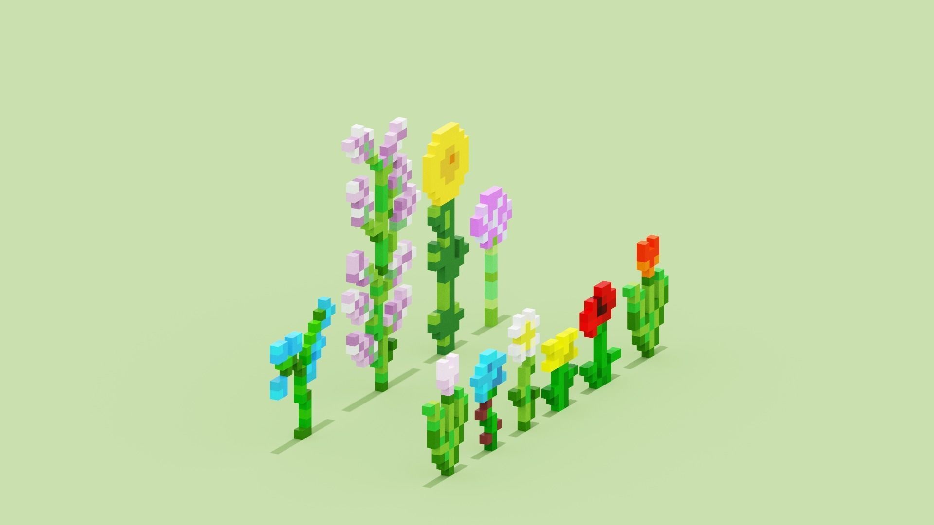 3D model Minecraft Flowers 3D Model VR / AR / low-poly | CGTrader