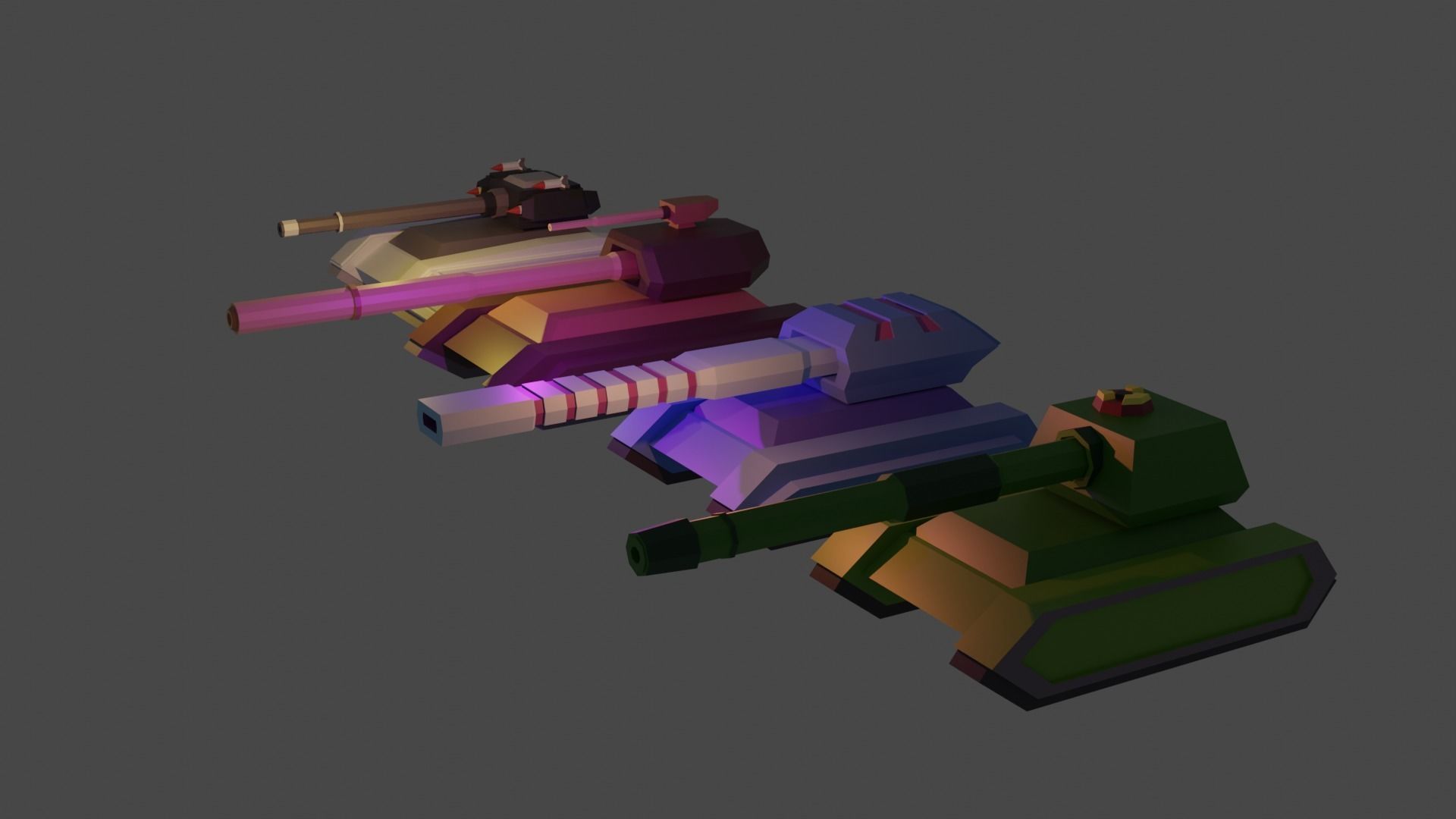 Low poly Tank for mass distraction for game turret can animate free VR ...
