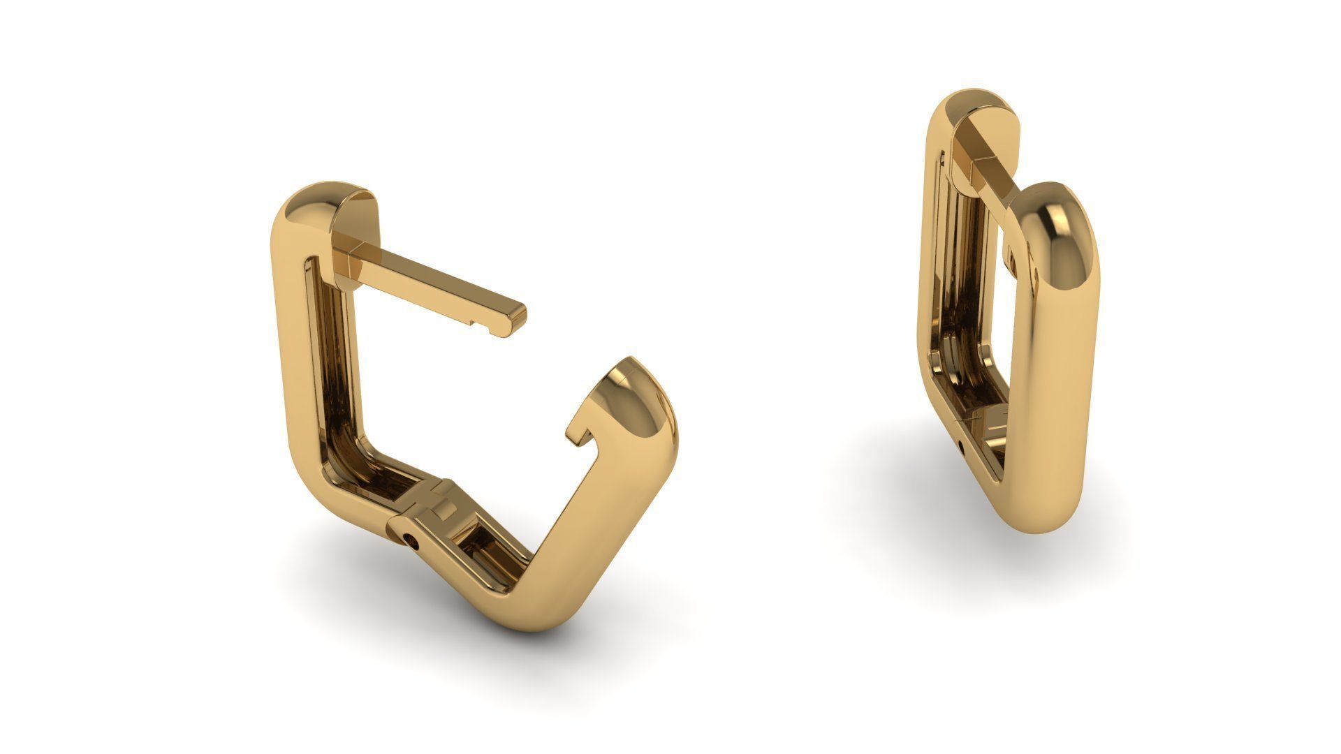 Rectangular Hoop Earring Clicker Huggie 3D model 3D printable | CGTrader