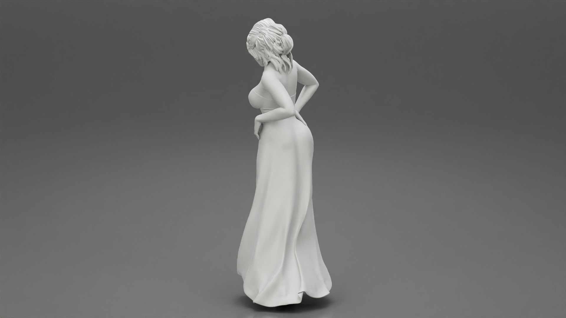 Fashion portrait of romantic beautiful girl in long dress 3D model 3D ...