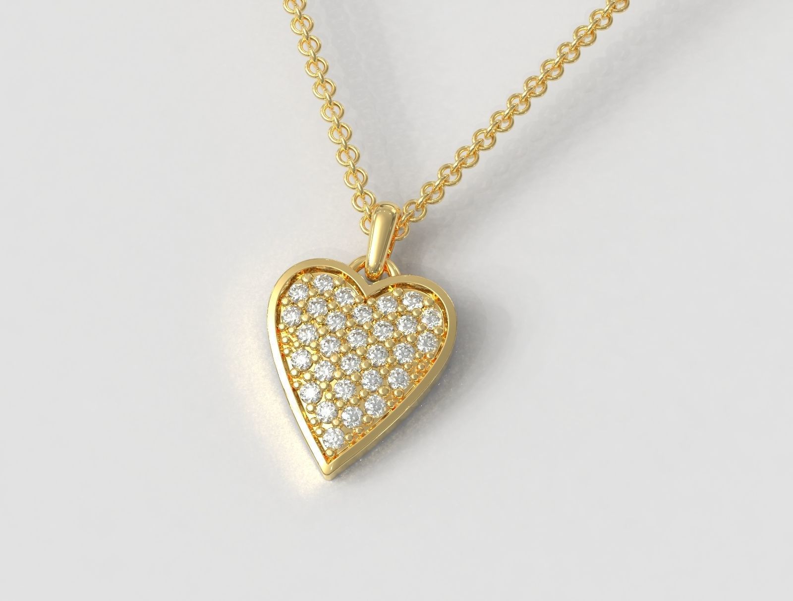 Heart Pave Pendant 3D model 3D printable | CGTrader