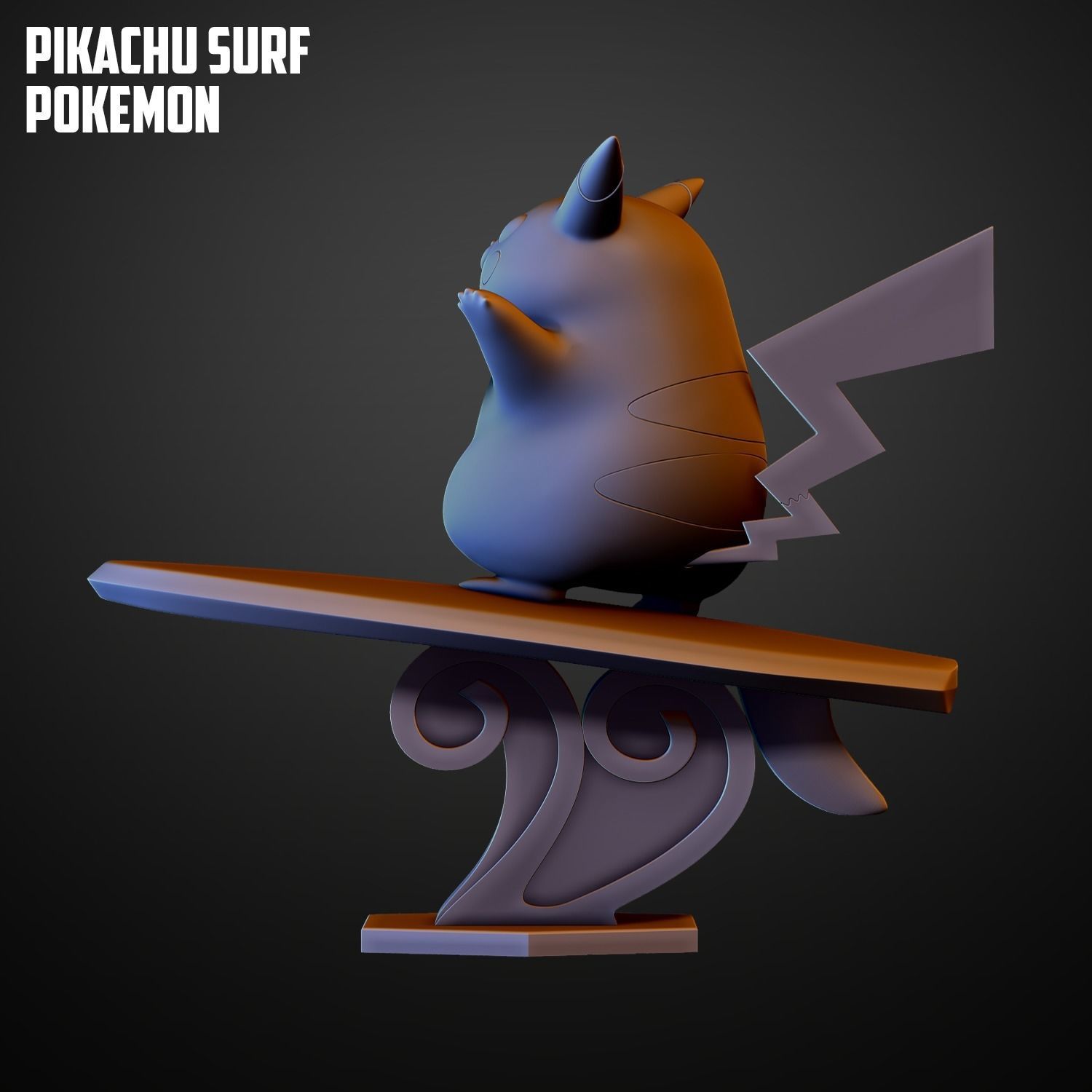 PIKACHU SURF 3D model 3D printable | CGTrader