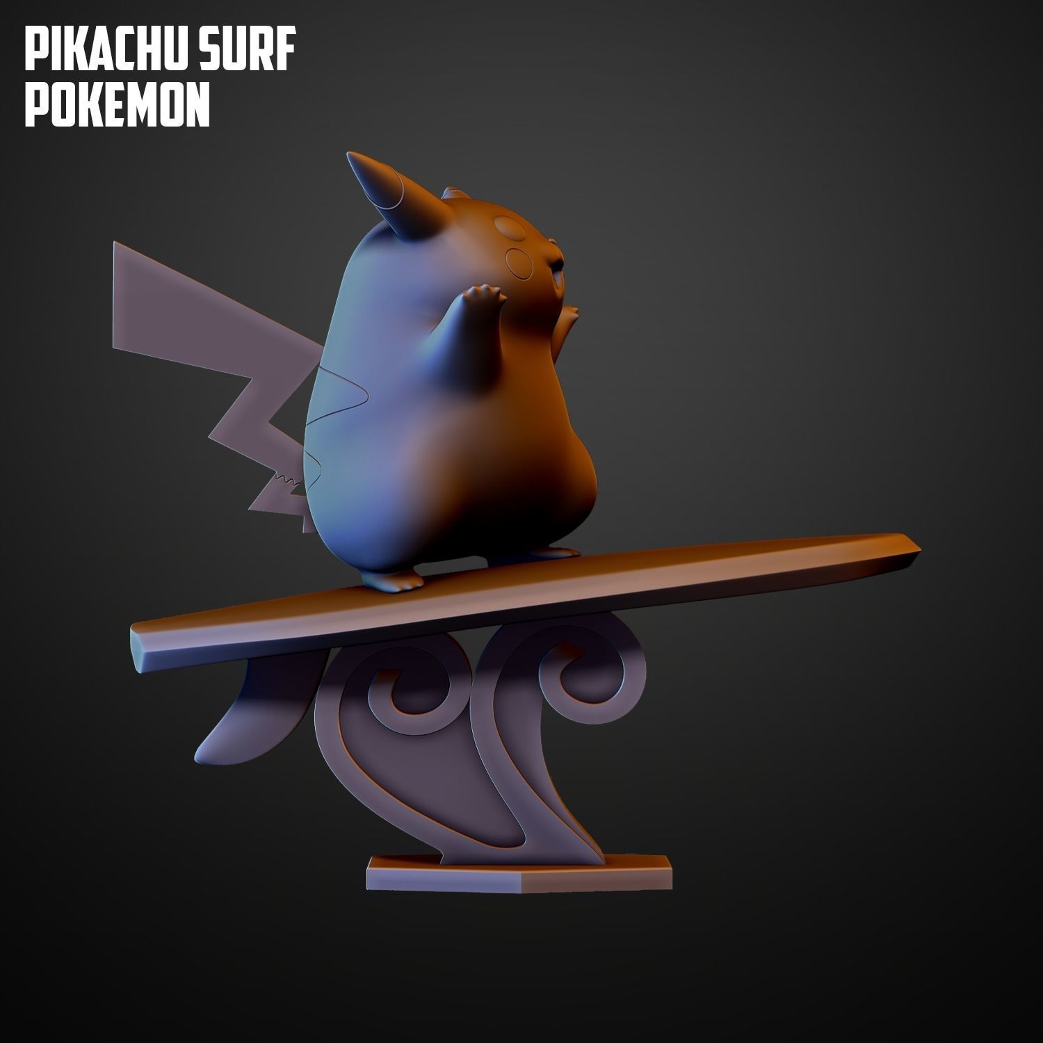 PIKACHU SURF 3D model 3D printable | CGTrader