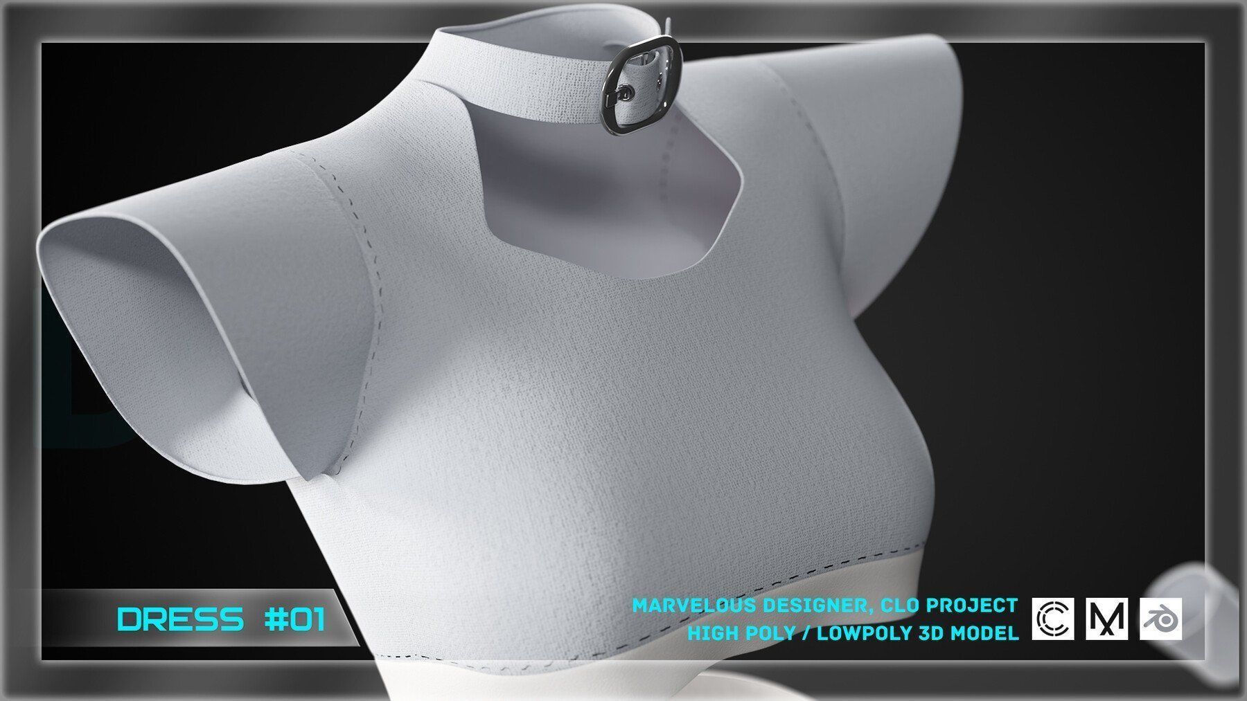 3D model Dress 01 Marvelous Designer CLO project VR / AR / low-poly ...