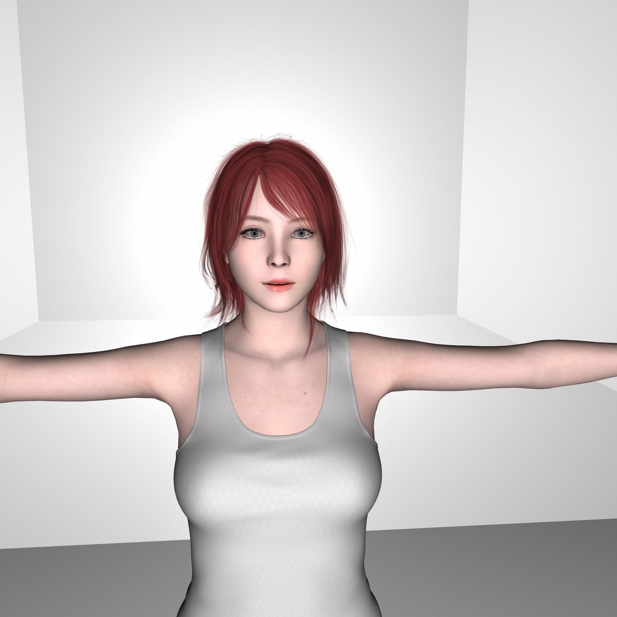 Female character woman full body with shirt free 3D model rigged | CGTrader