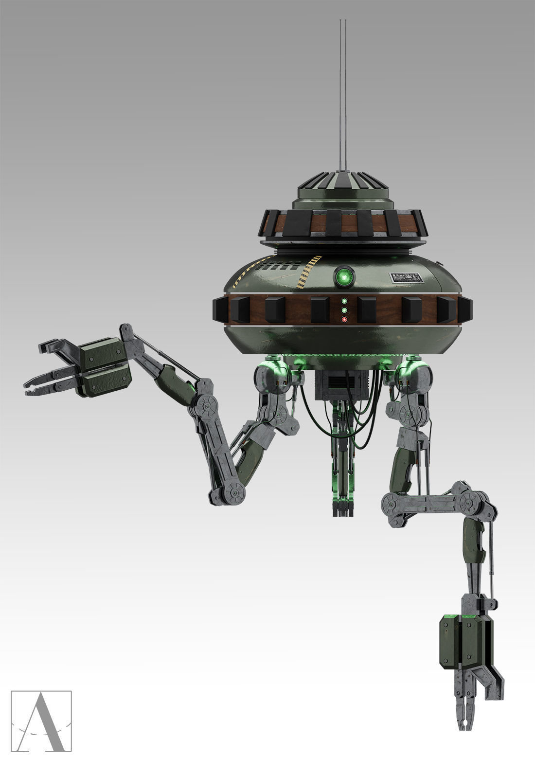 Retro Droid - High Poly 3D model rigged | CGTrader