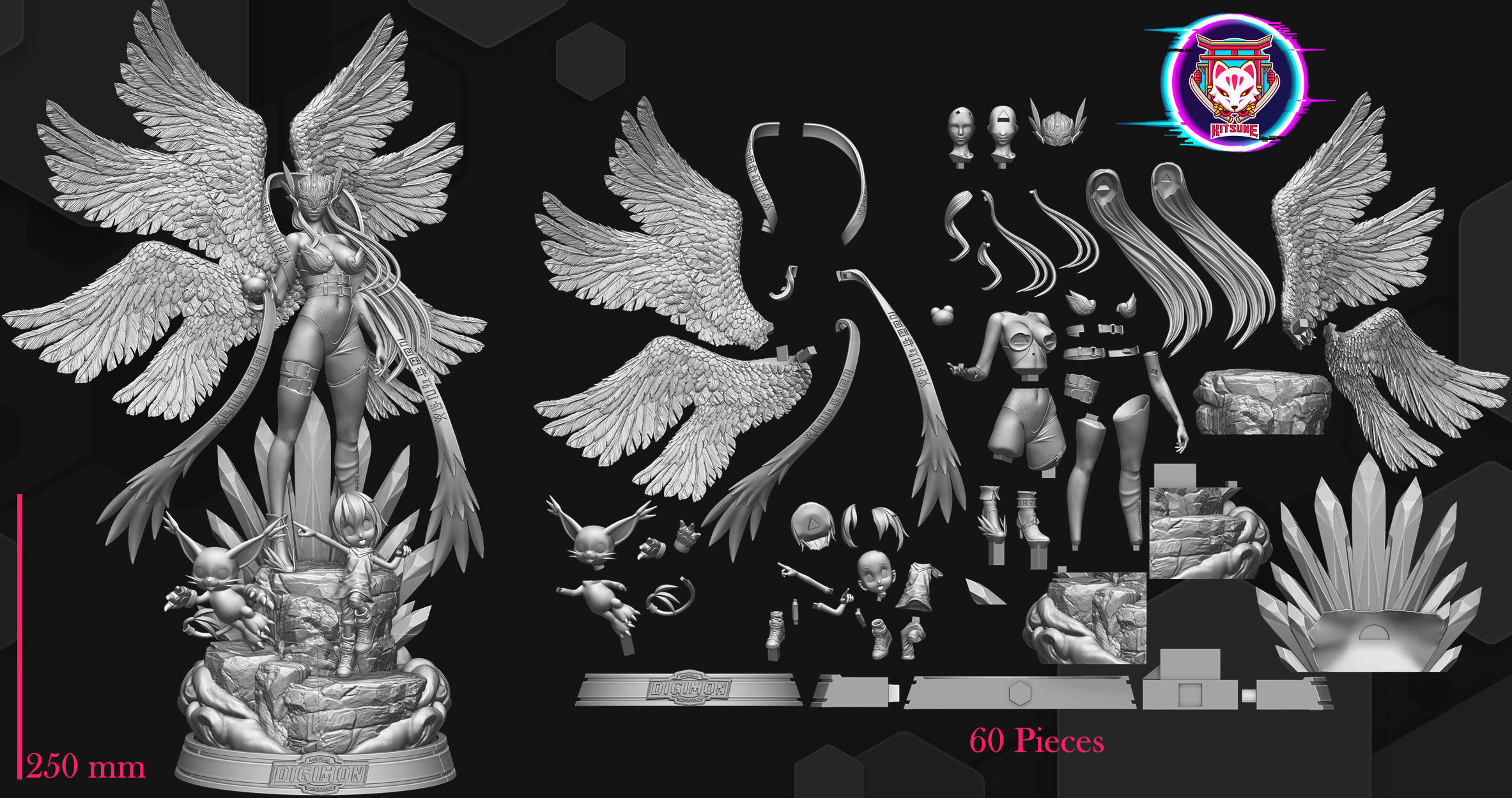 Angewomon digimon figurines 3D model 3D printable | CGTrader