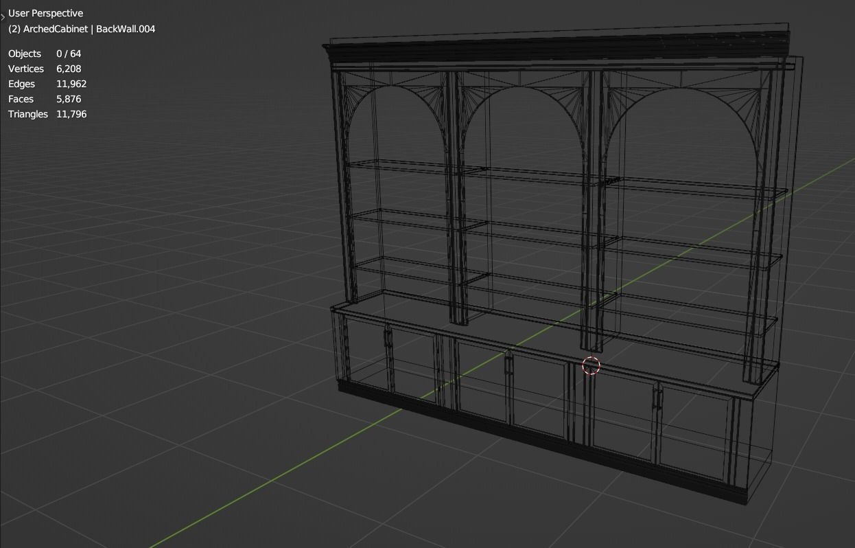 Arched Cabinet Bookshelf Display Case 3D model | CGTrader