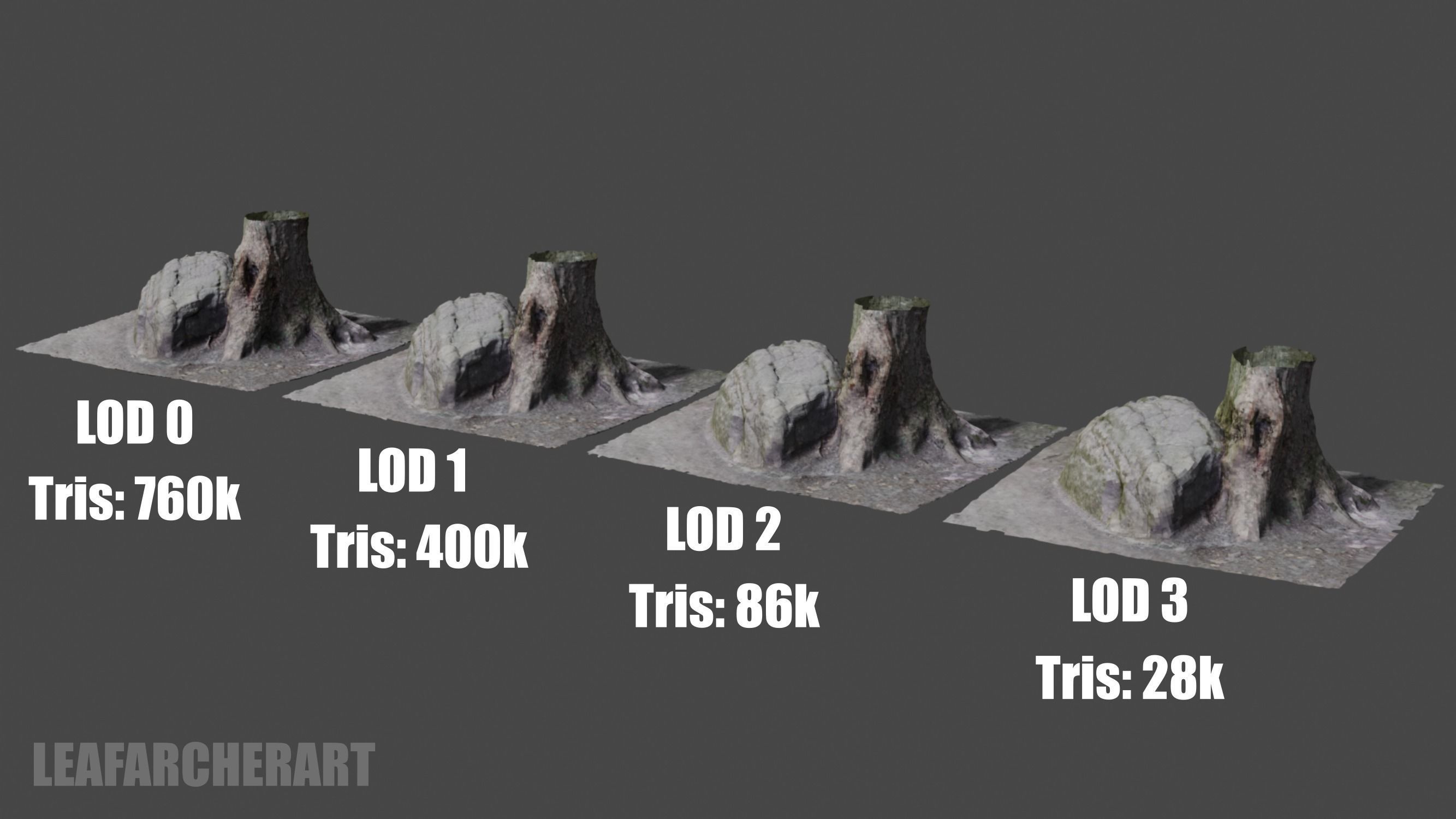 Tree and Rock - Photoscan 3D model - Varying LOD free 3D model | CGTrader