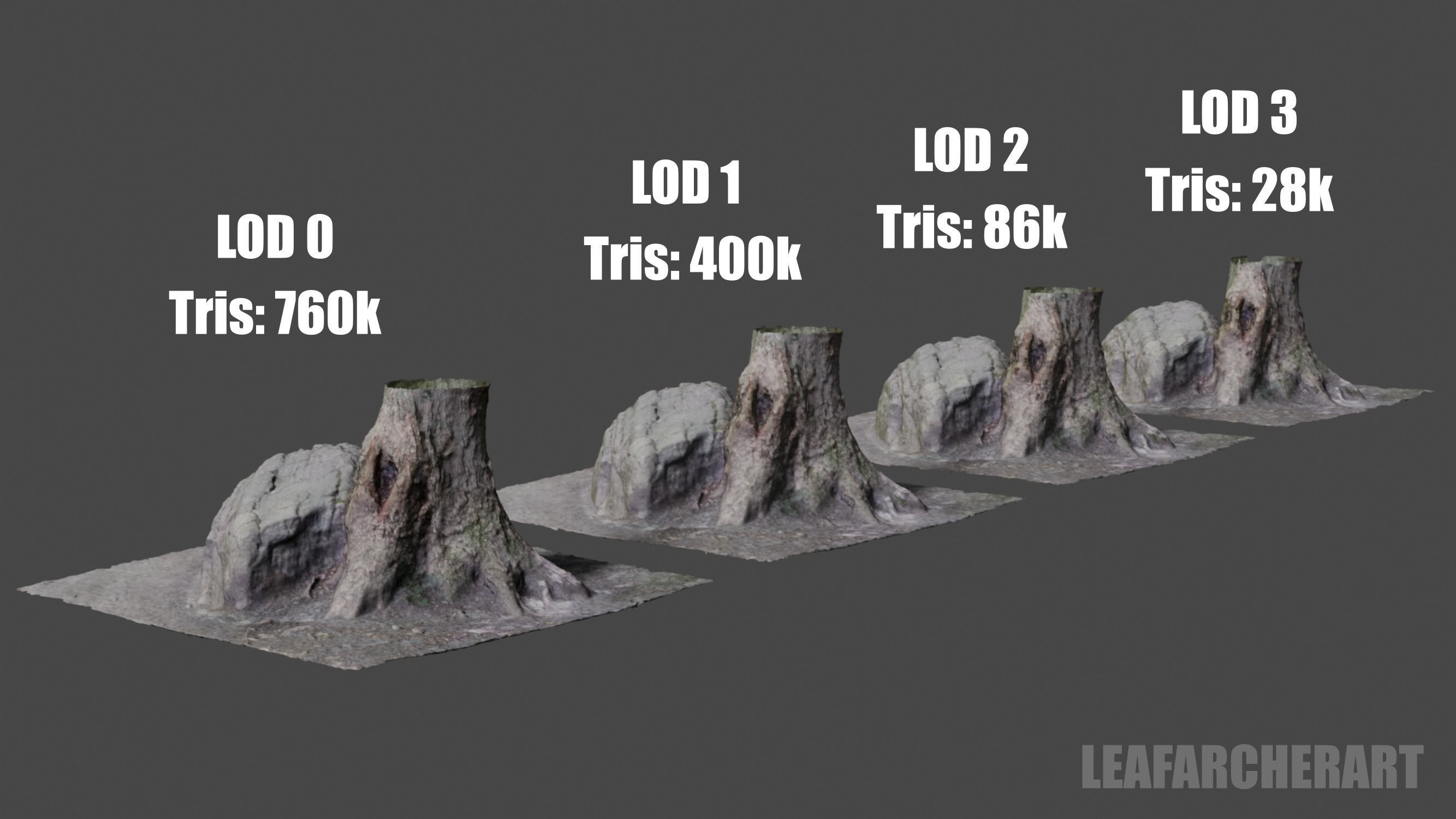 Tree and Rock - Photoscan 3D model - Varying LOD free 3D model | CGTrader
