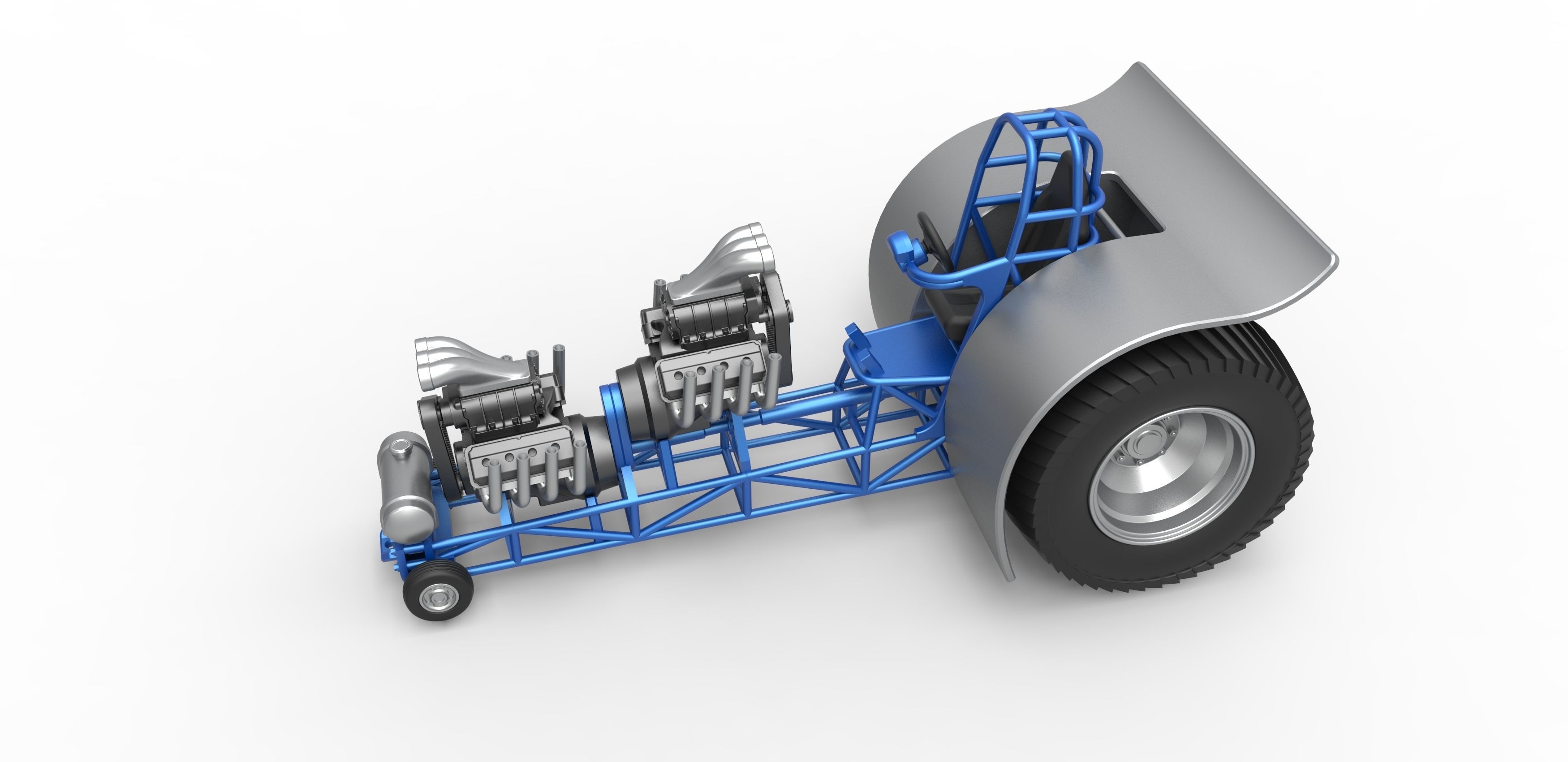 Pulling tractor 2 engines V8 Version 4 Scale 1 to 25 3D model 3D ...