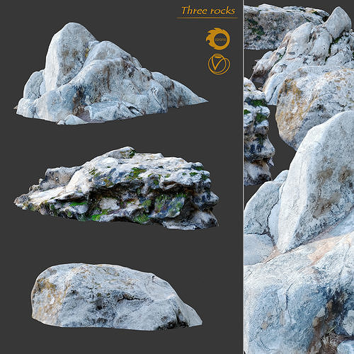 Three rocks 3D model | CGTrader
