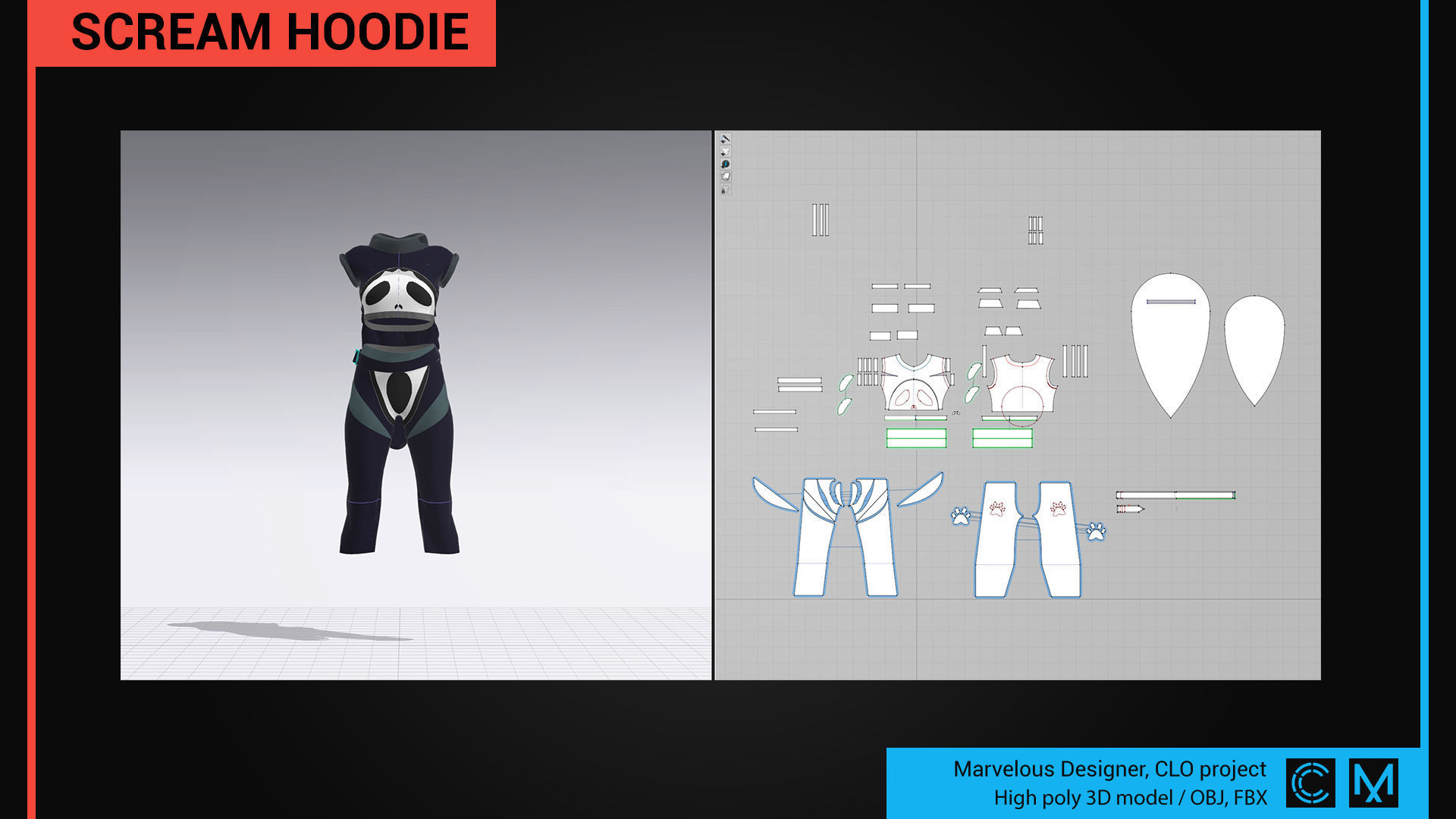 Scream Marvelous Designer CLO project 3D model | CGTrader
