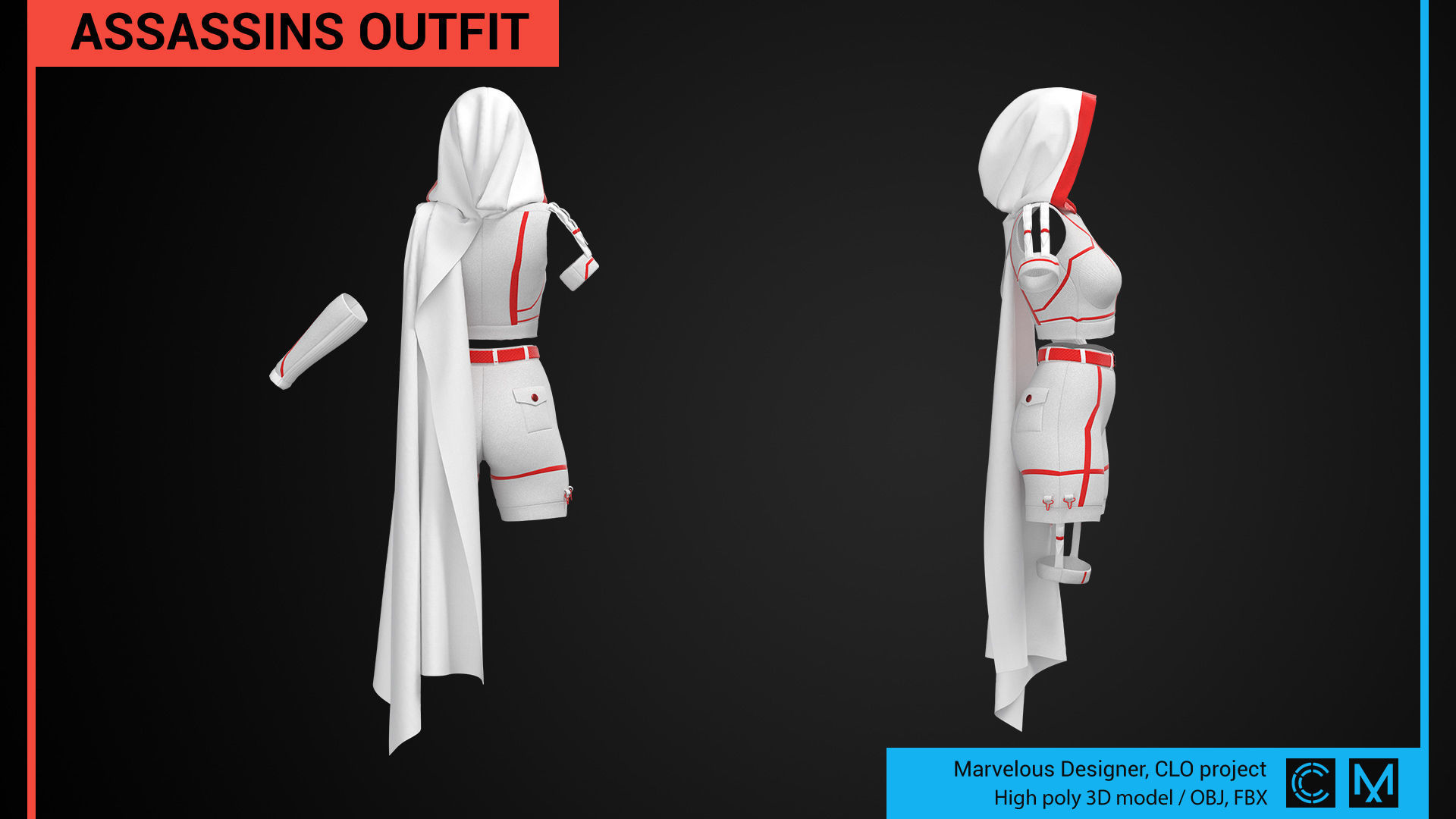 Assassins outfit Marvelous Designer CLO project 3D model | CGTrader