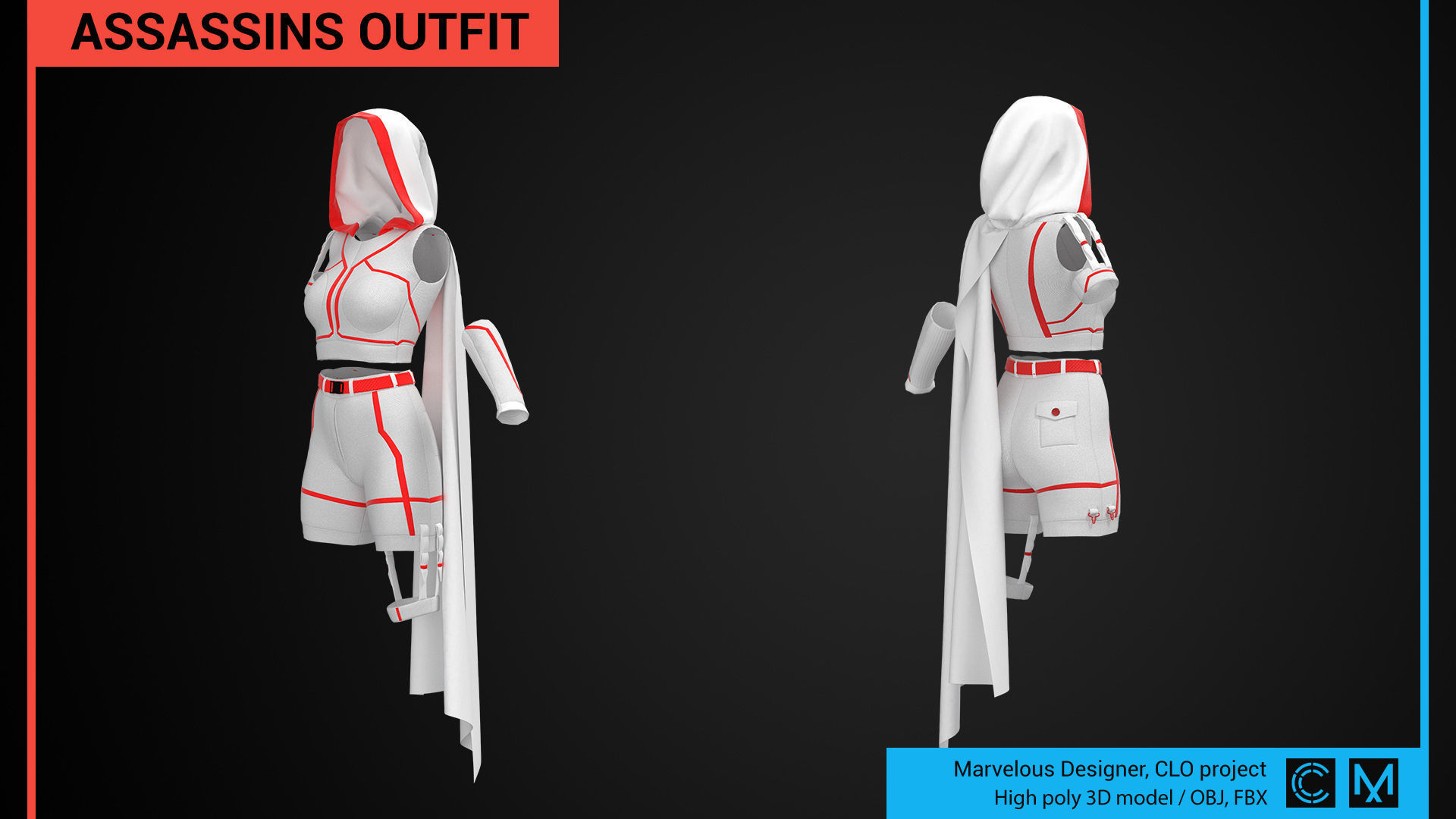 Assassins outfit Marvelous Designer CLO project 3D model | CGTrader