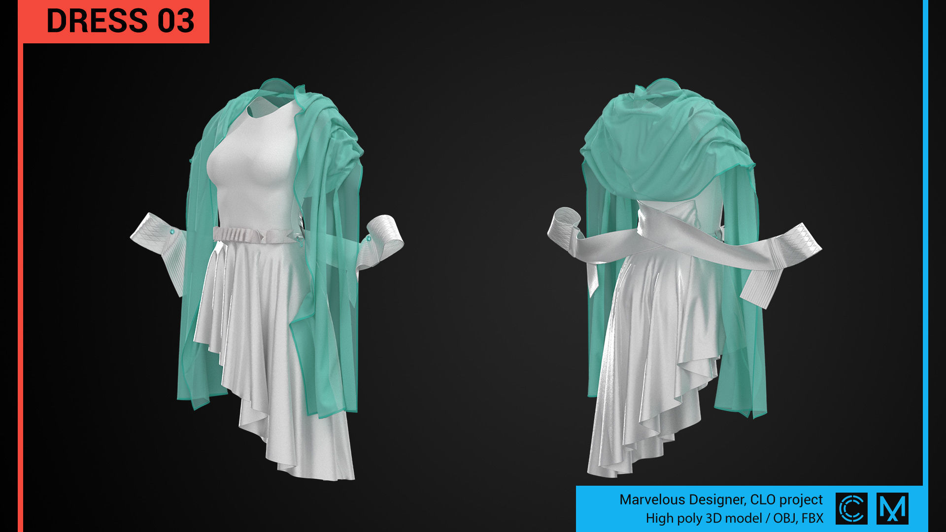 Dress 03 Marvelous Designer CLO project 3D model | CGTrader