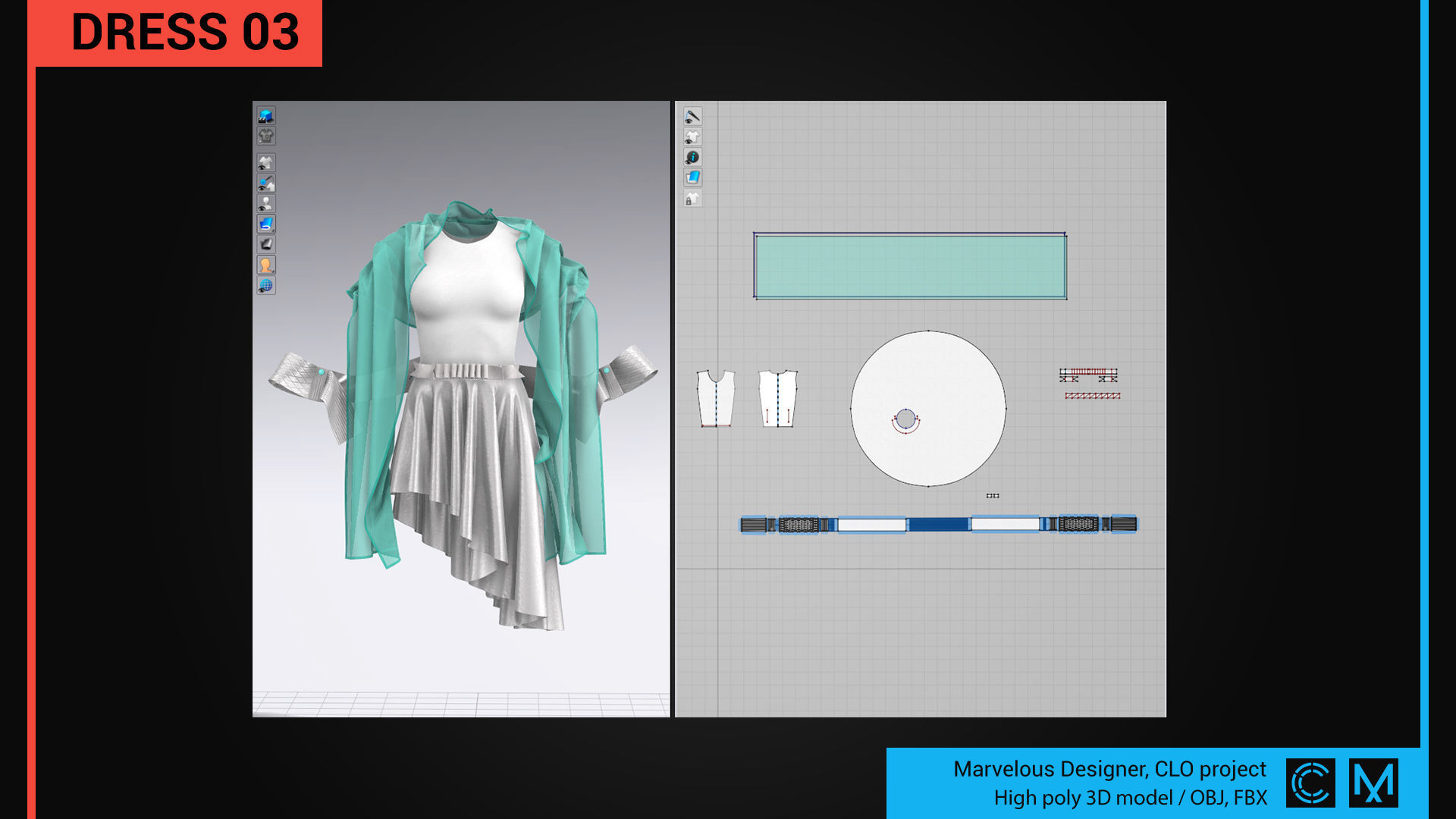 Dress 03 Marvelous Designer CLO project 3D model | CGTrader
