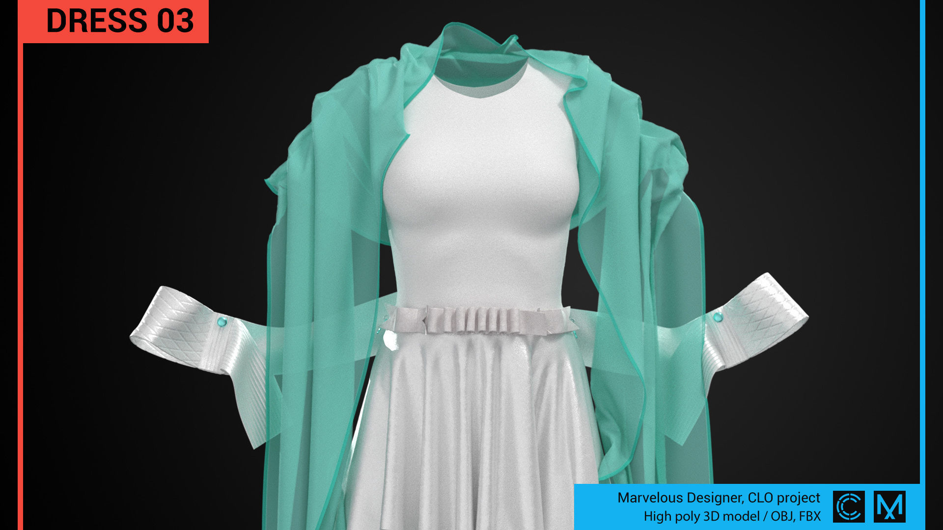 Dress 03 Marvelous Designer CLO project 3D model | CGTrader