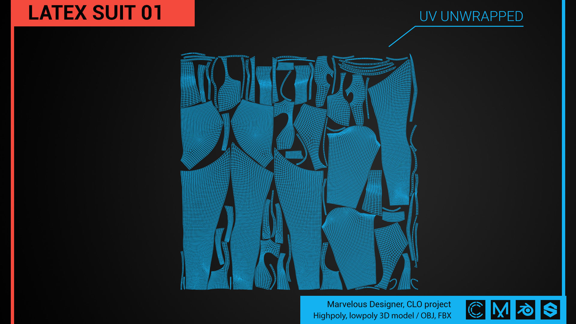 3D model Latex suit 01 Marvelous Designer CLO project VR / AR / low ...