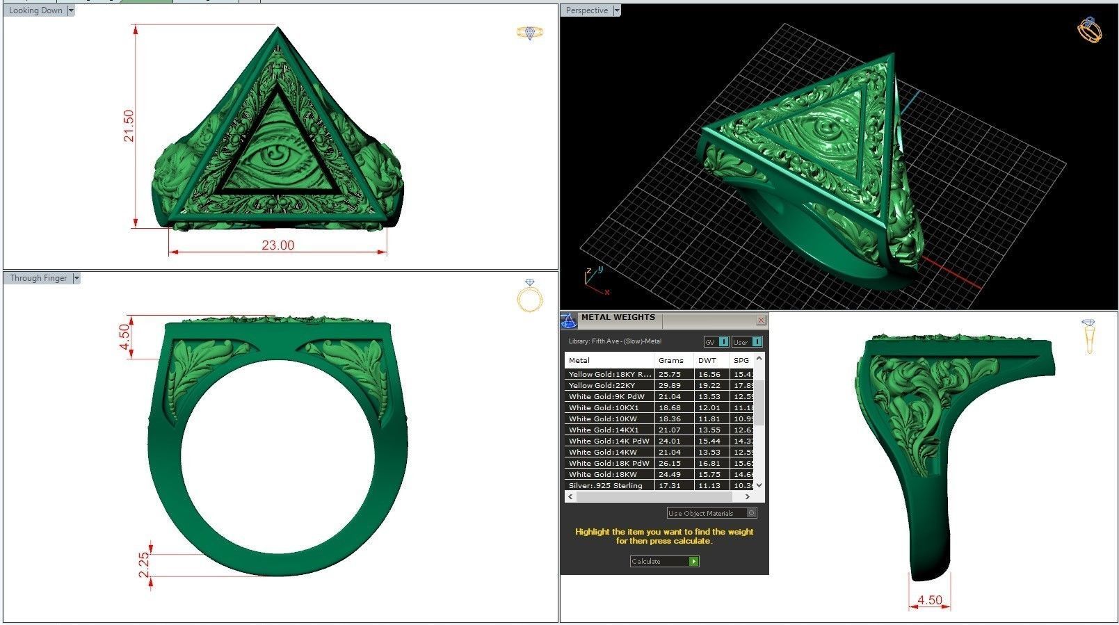 Eye Of Providence Illuminati Symbol Floral Pattern Ring 3D model 3D ...