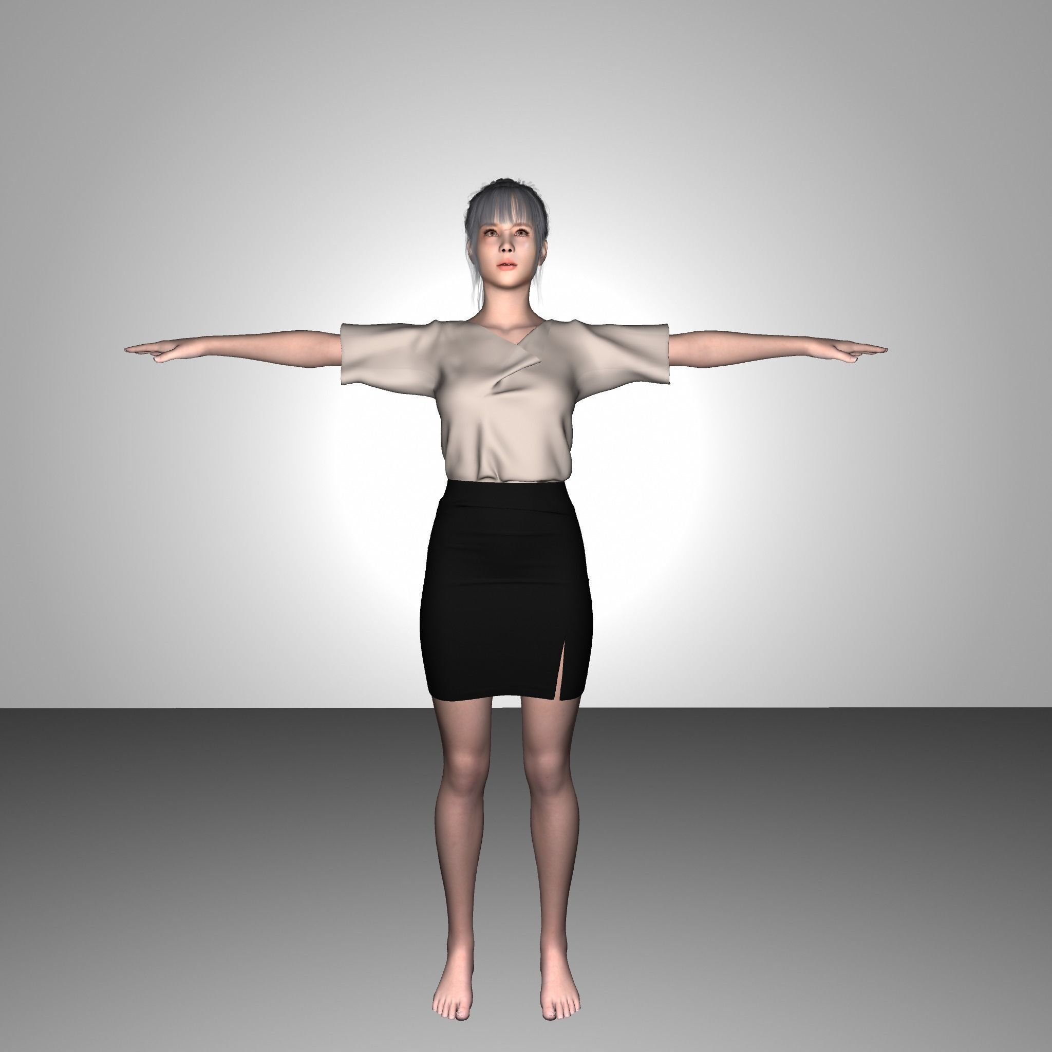 Female character woman full body with dress 3D model rigged | CGTrader