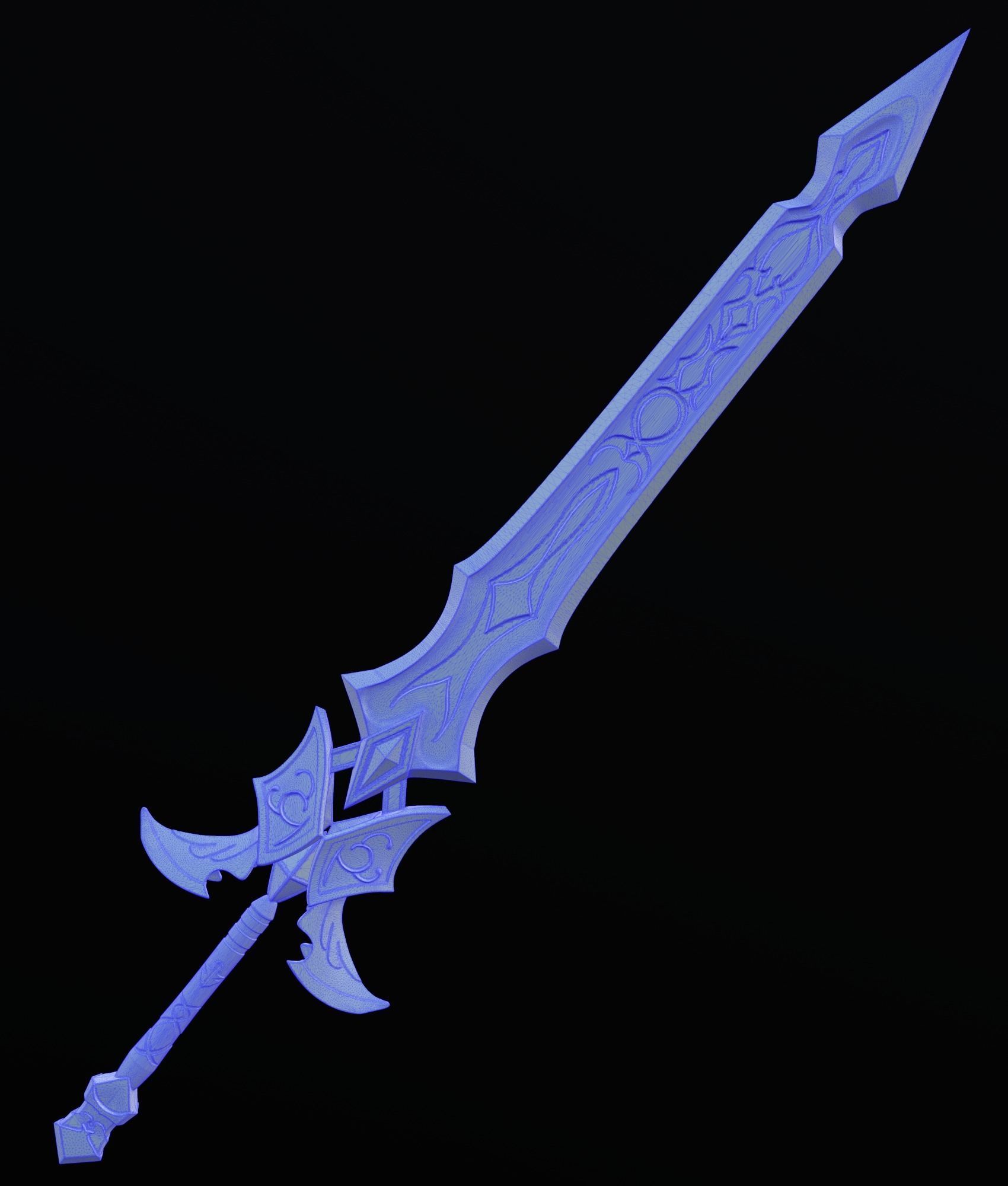3D model Handpainted Fantasy Holy Sword Low-poly 3D model VR / AR / low ...